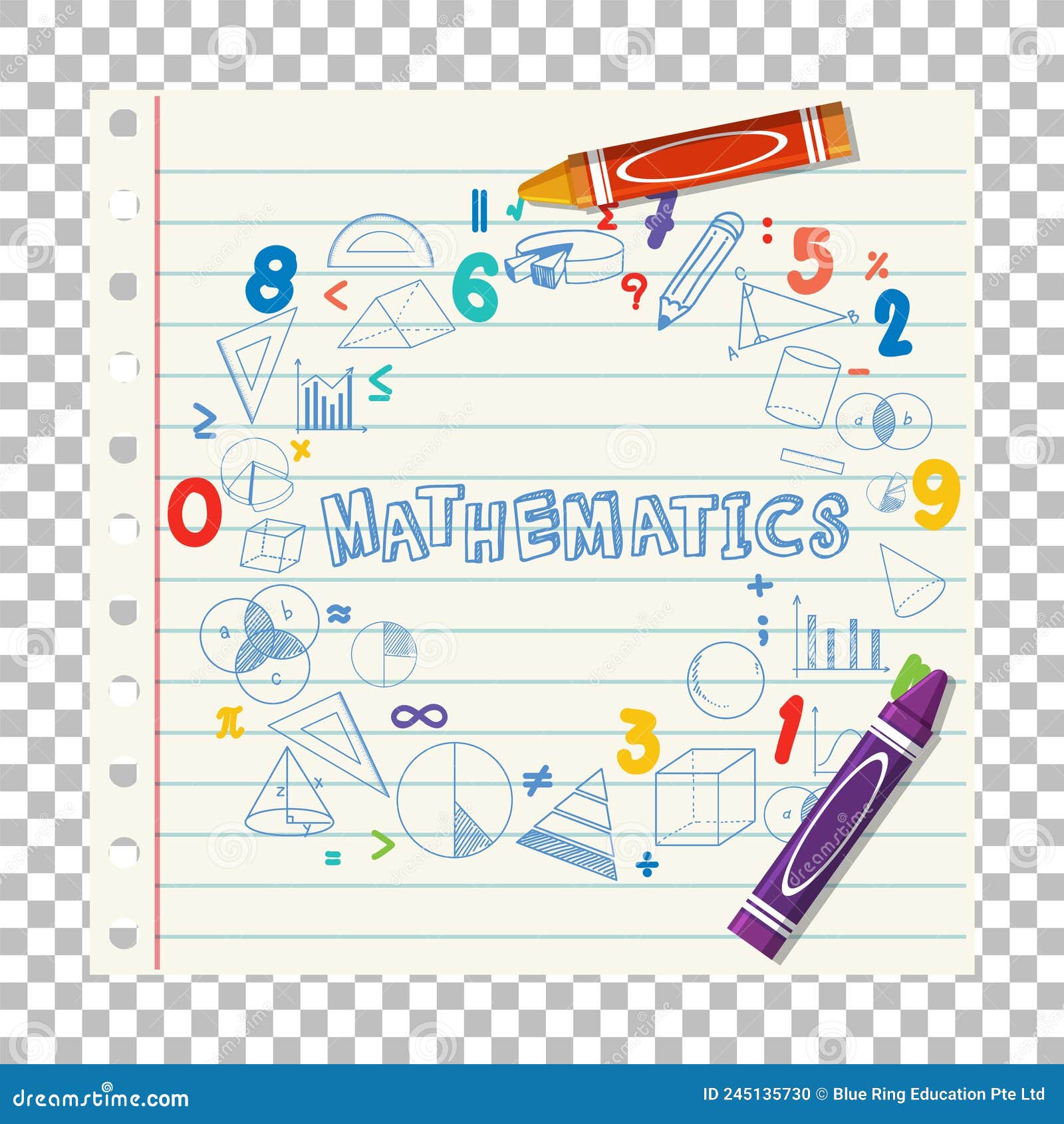 Doodle Math Formula with Mathematics Font on Notebook Page Stock Vector ...