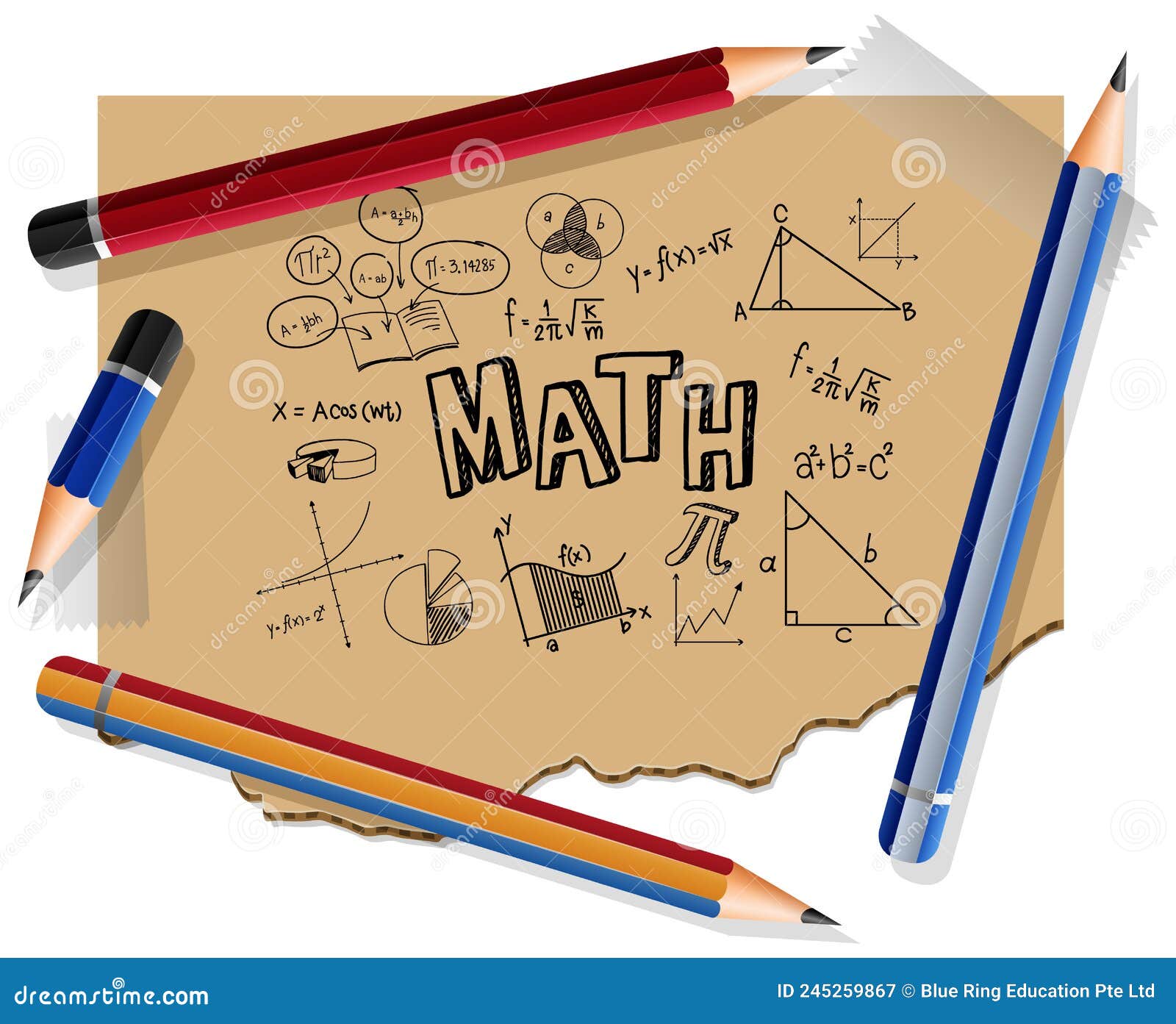Doodle Math Formula with Mathematics Font on Notebook Page Stock Vector ...