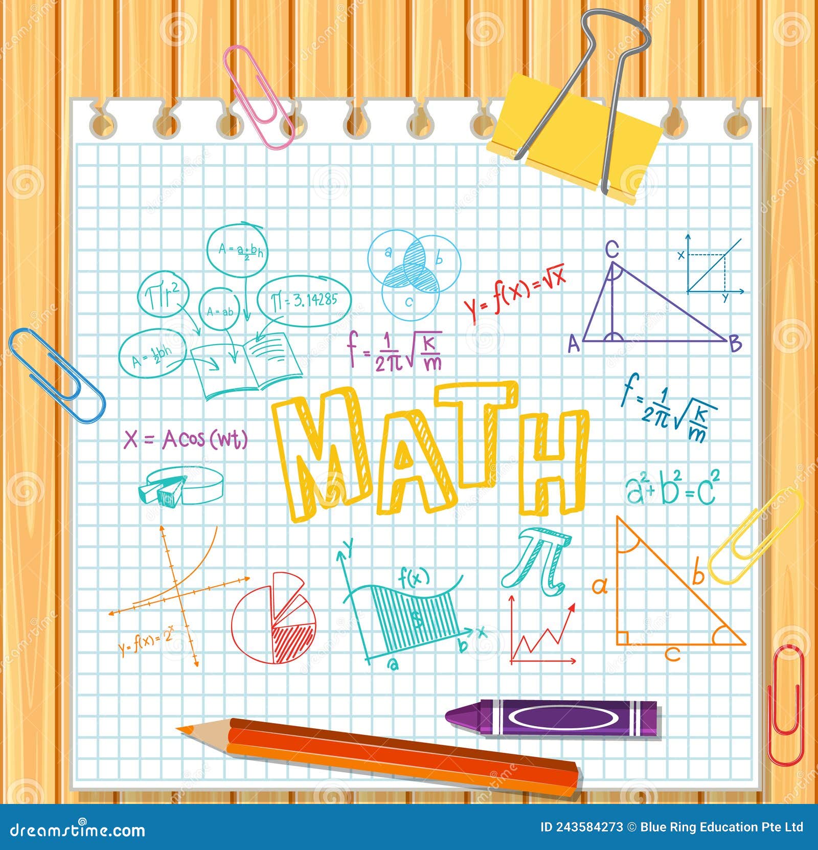 Doodle Math Formula with Mathematics Font on Wood Board Stock Vector ...