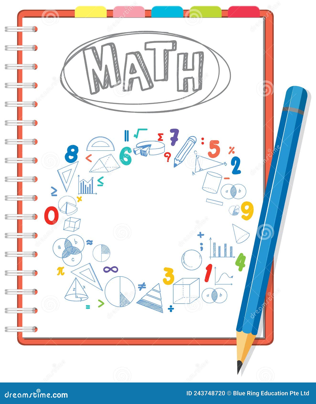 Doodle Math Formula on Notebook Page with Pencil Stock Vector ...