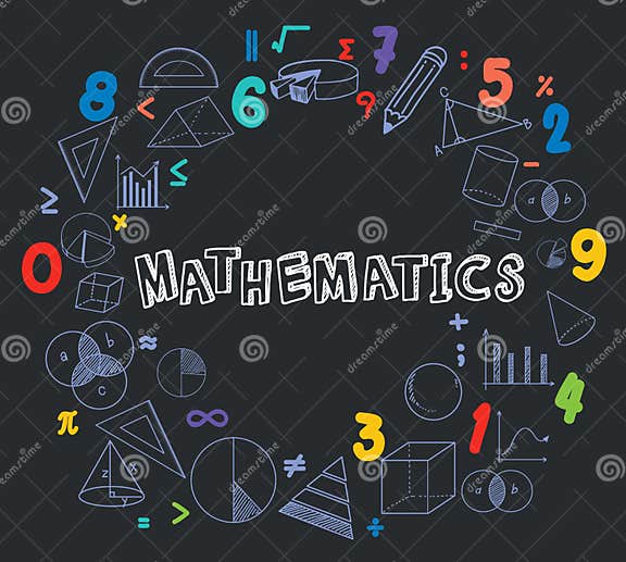 Doodle math objects border stock vector. Illustration of icon - 230988529