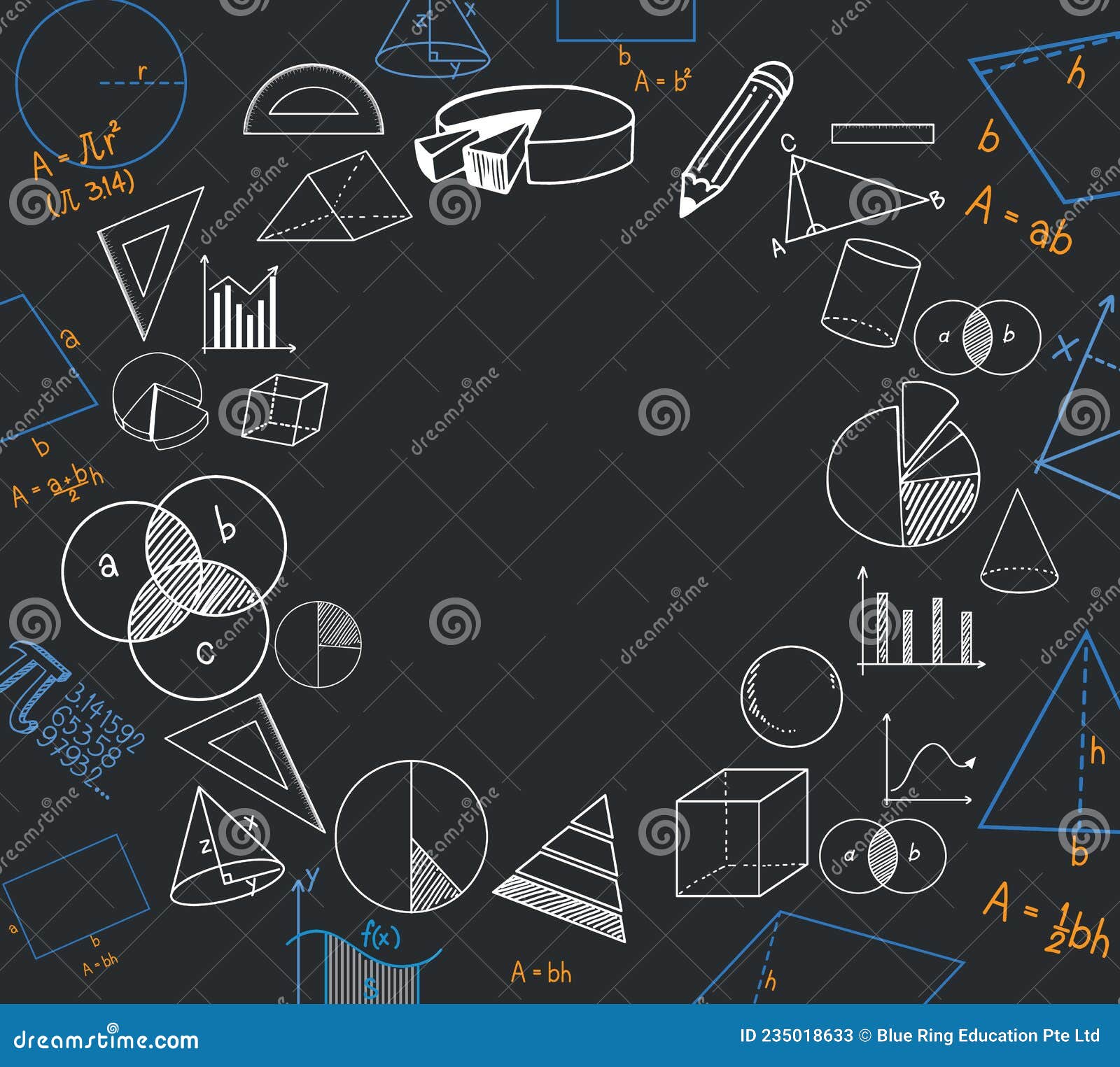 Doodle math objects border stock vector. Illustration of symbol - 235018633
