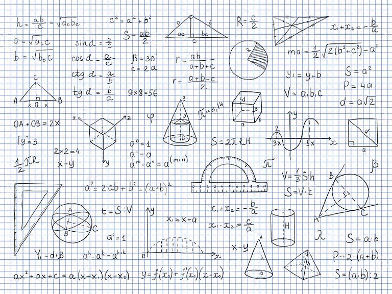 Doodle Math. Physics and Geometry Formulas End Equations, School ...
