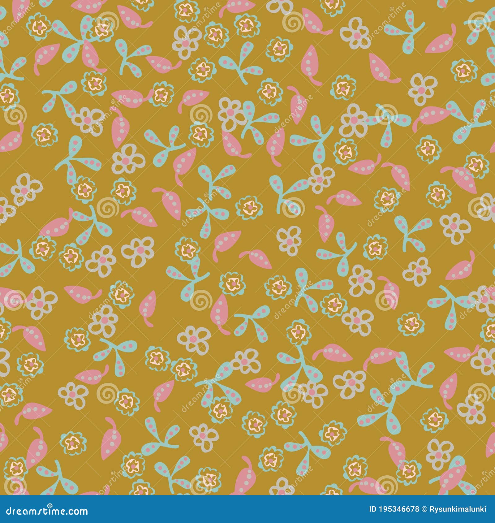Doodle Meadow Blooms Seamless Vector Pattern Stock Vector ...