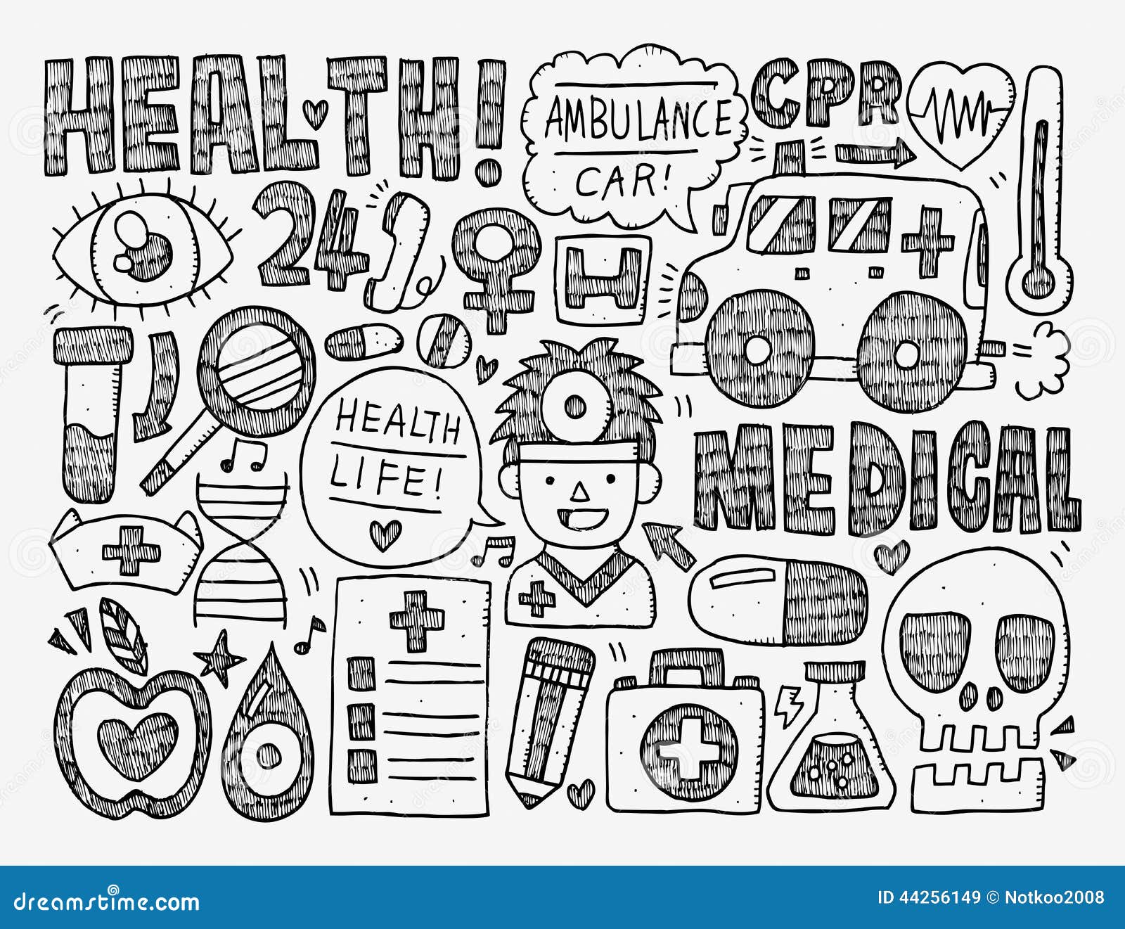 Doodle Medical Background Cartoon Vector | CartoonDealer.com #45607769
