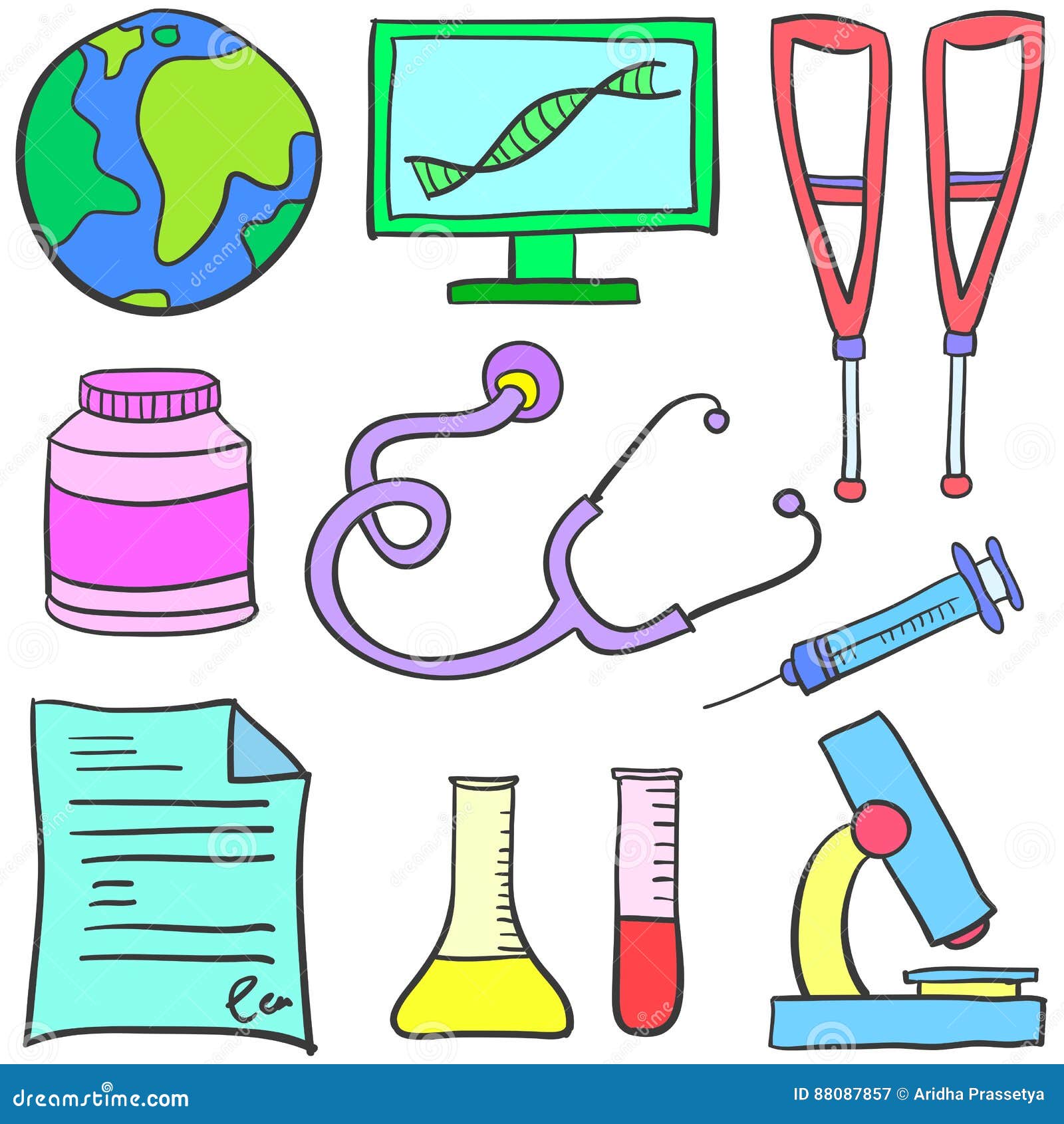 Doodle of Medical Cartoon Style Design Stock Vector - Illustration of ...