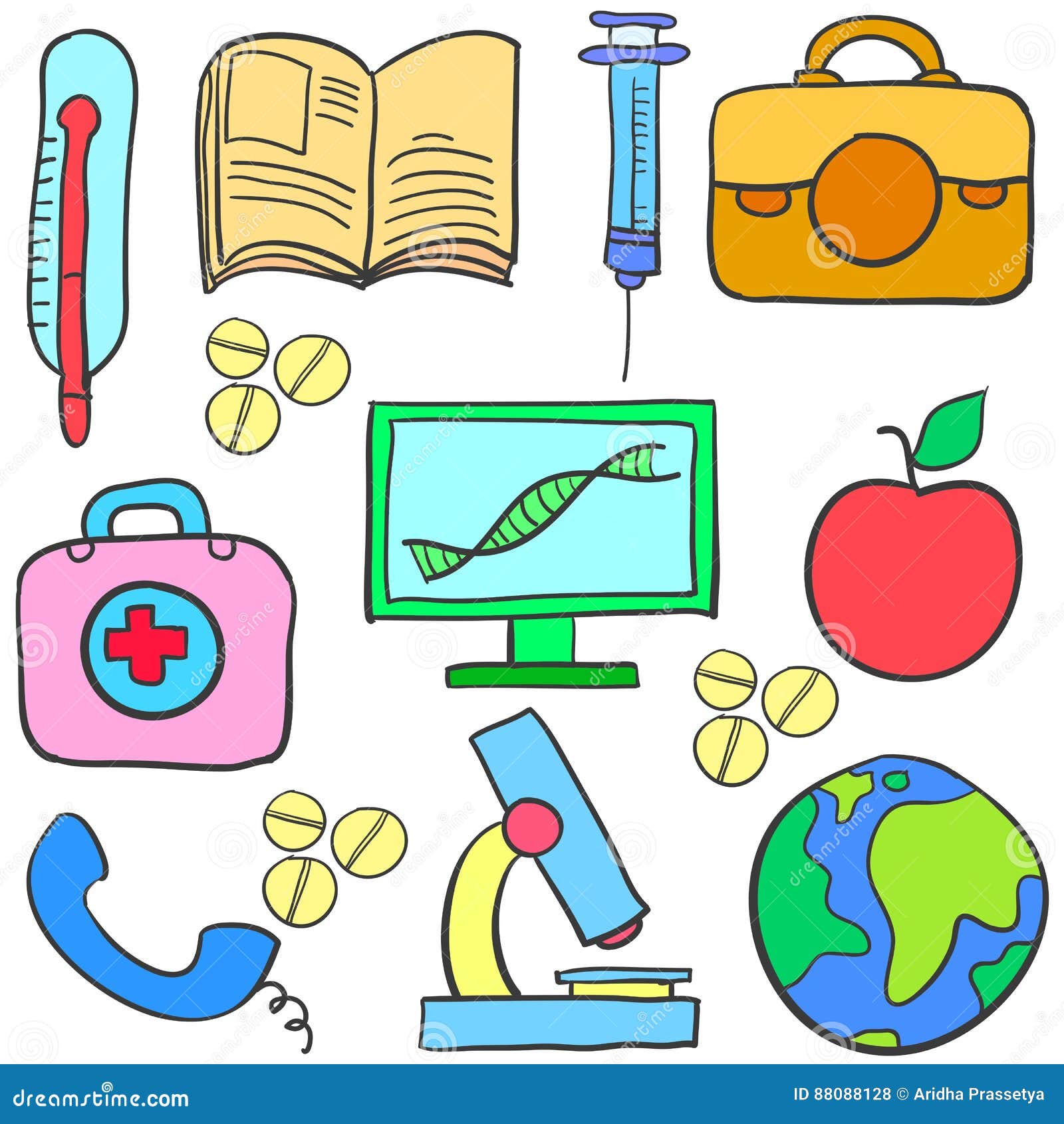 Doodle of Medical Element Design Style Stock Vector - Illustration of ...