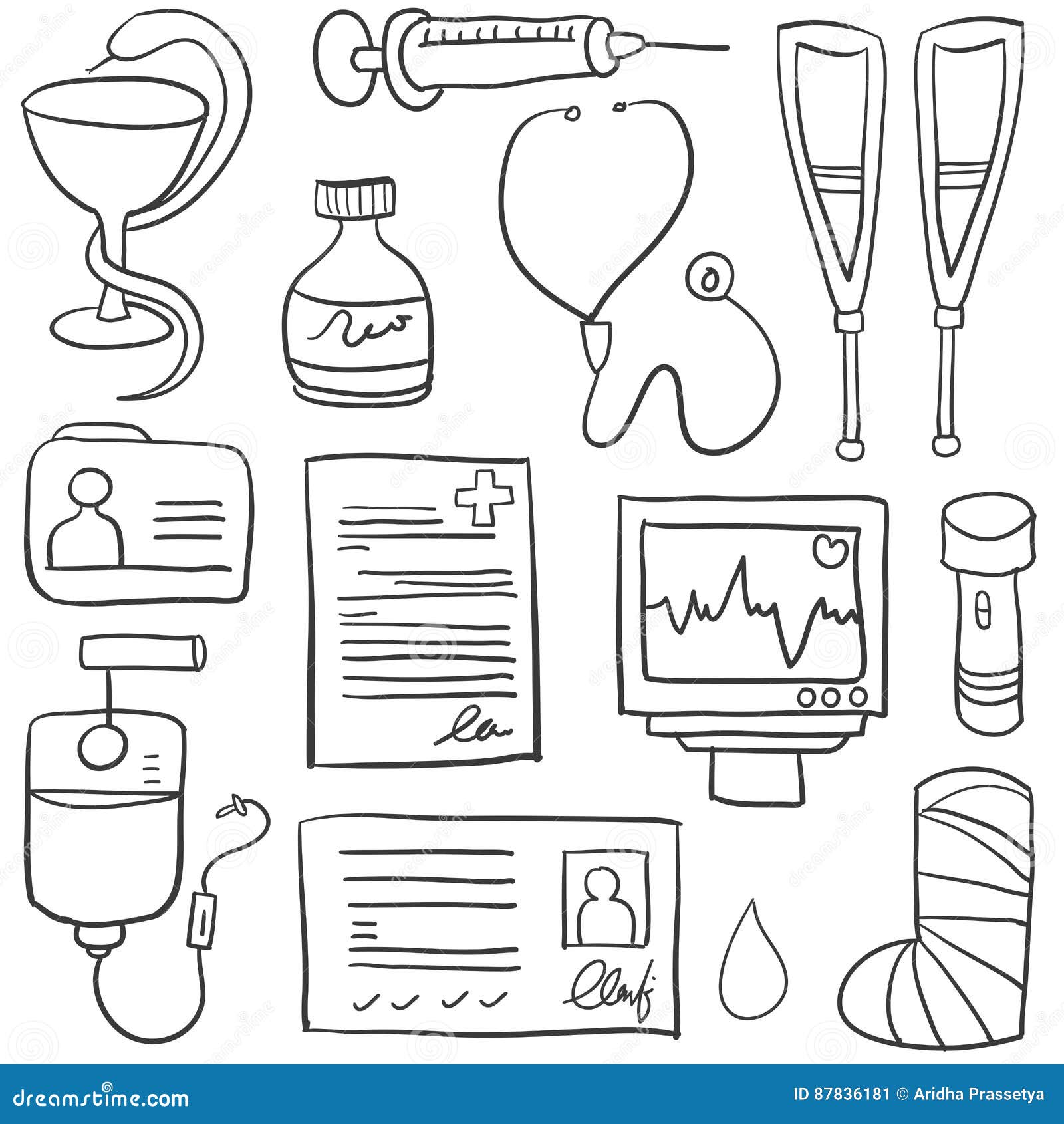 Doodle of Medical Hand Draw Collection Stock Vector - Illustration of ...