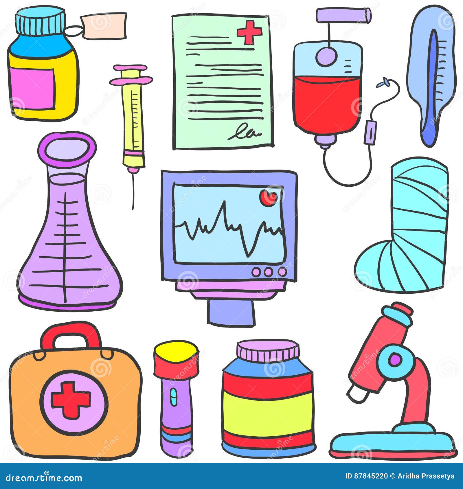 Doodle of Medical Object Set Design Stock Vector - Illustration of ...
