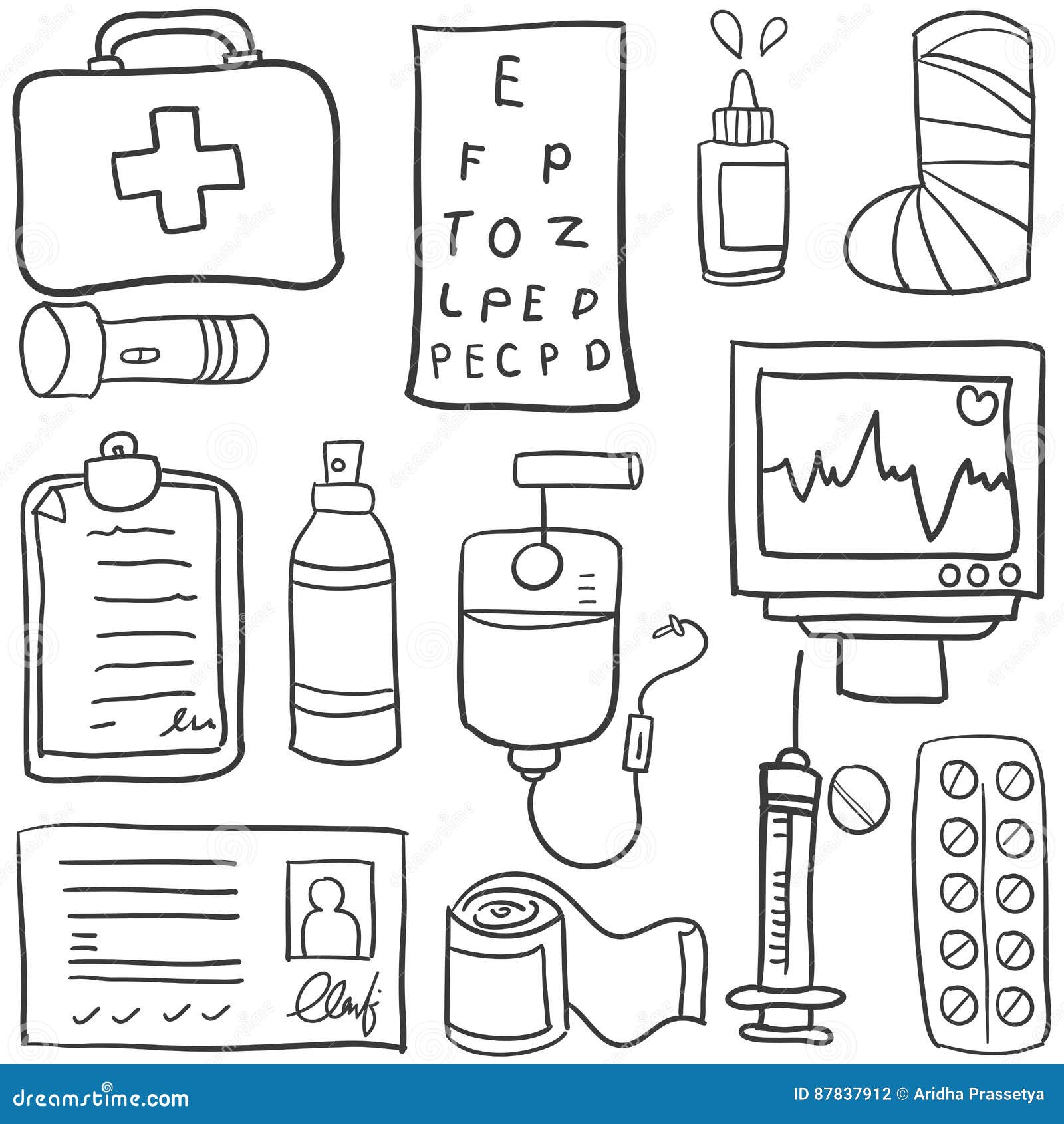 Doodle of Medical Object Various Stock Vector - Illustration of medical ...
