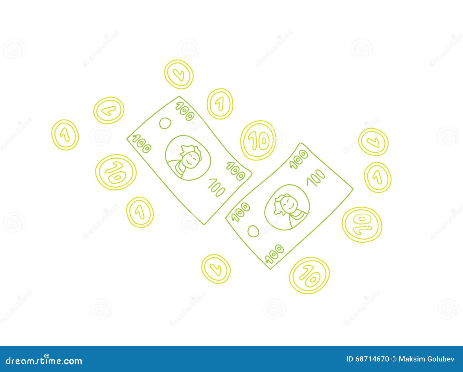 Doodle money elements stock vector. Illustration of pack - 68714670