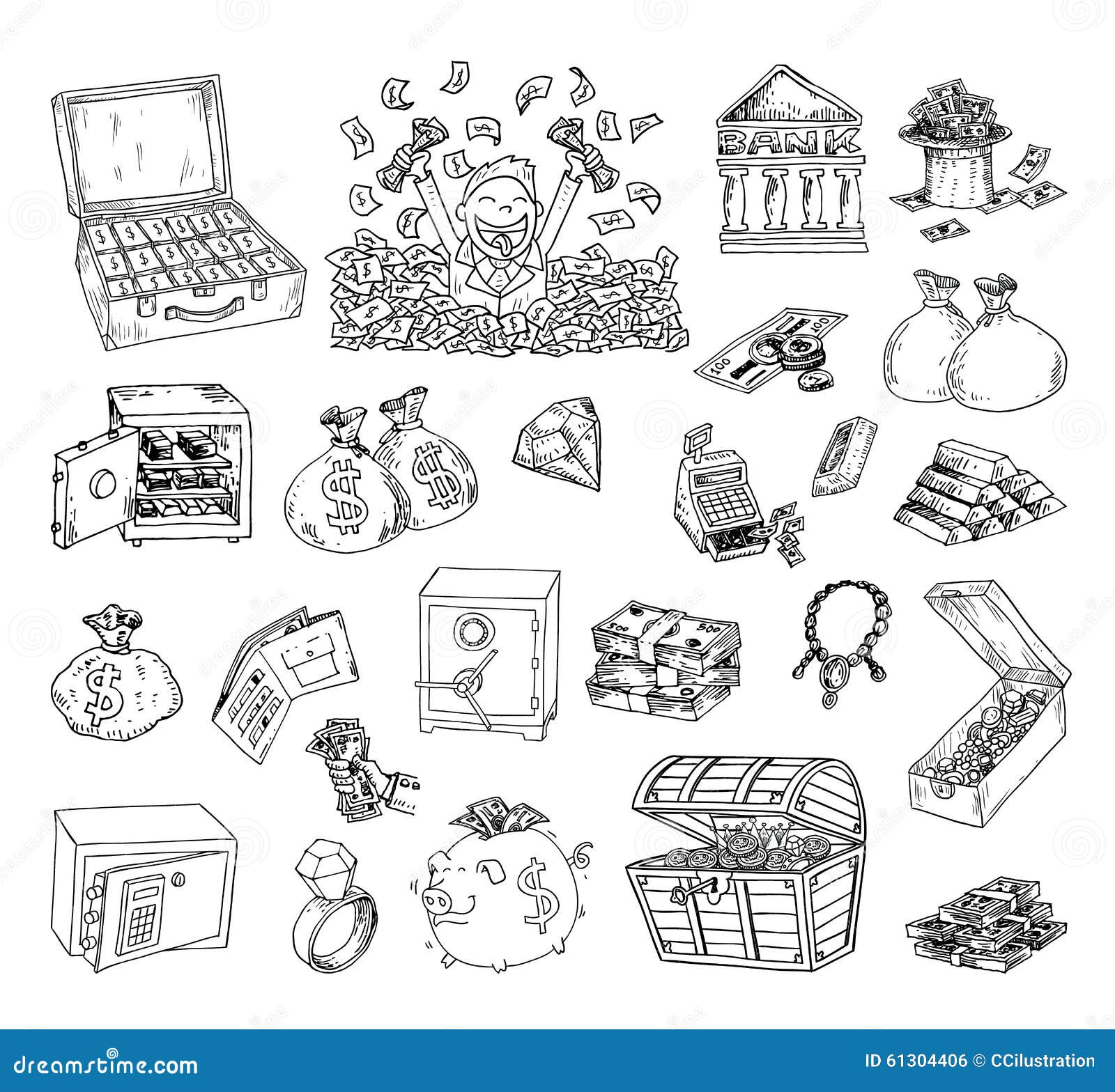 Doodle Money Icon Set , Hand Drawn Illustration Stock Vector ...