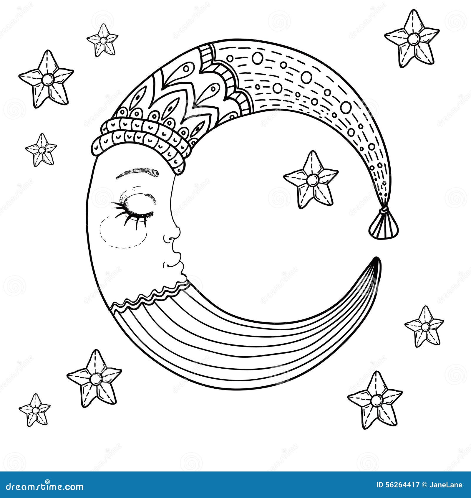 Doodle Moon for Children Design Stock Vector - Illustration of pencil ...