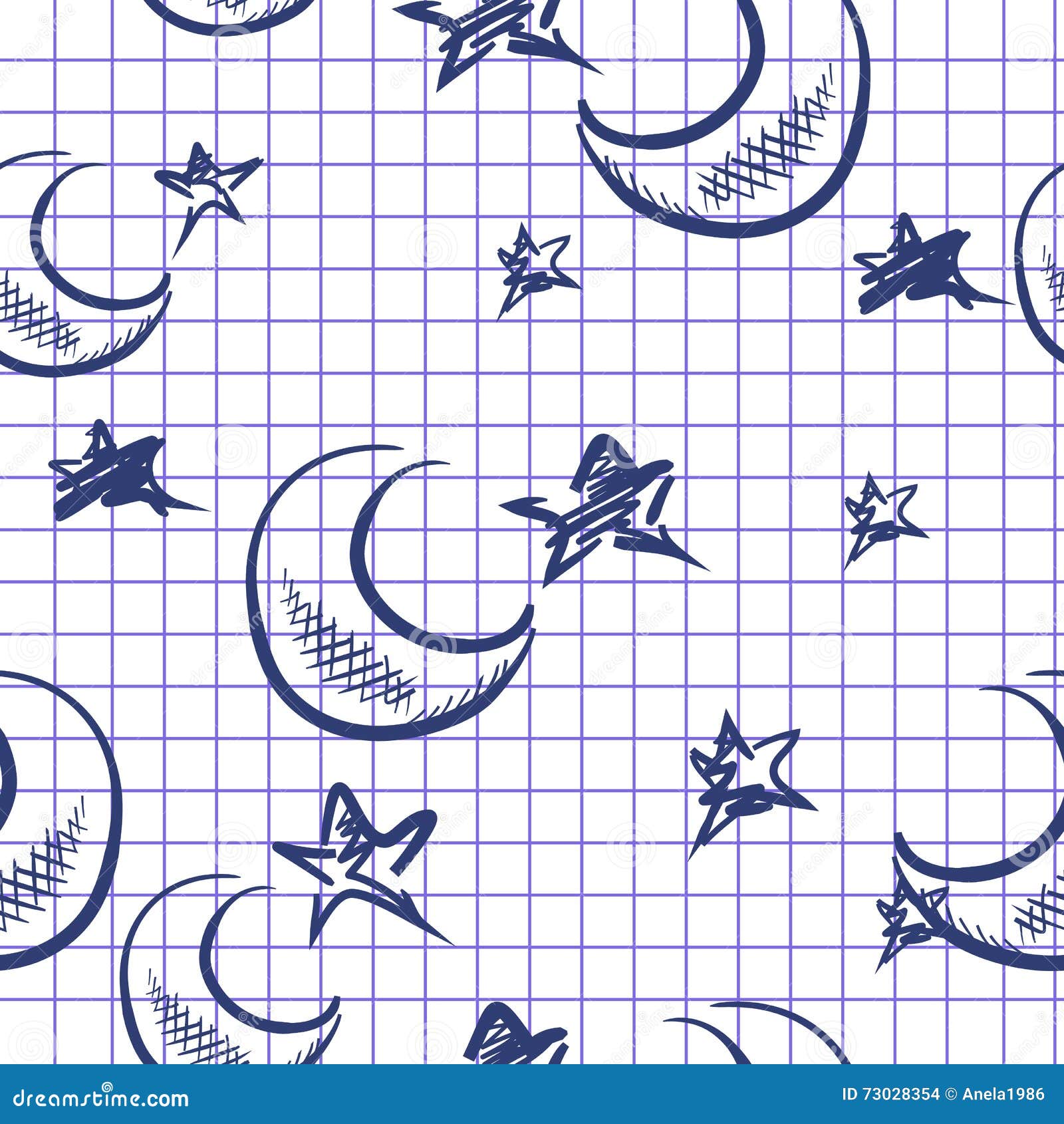 Doodle Moon and Stars Background Stock Vector - Illustration of ...