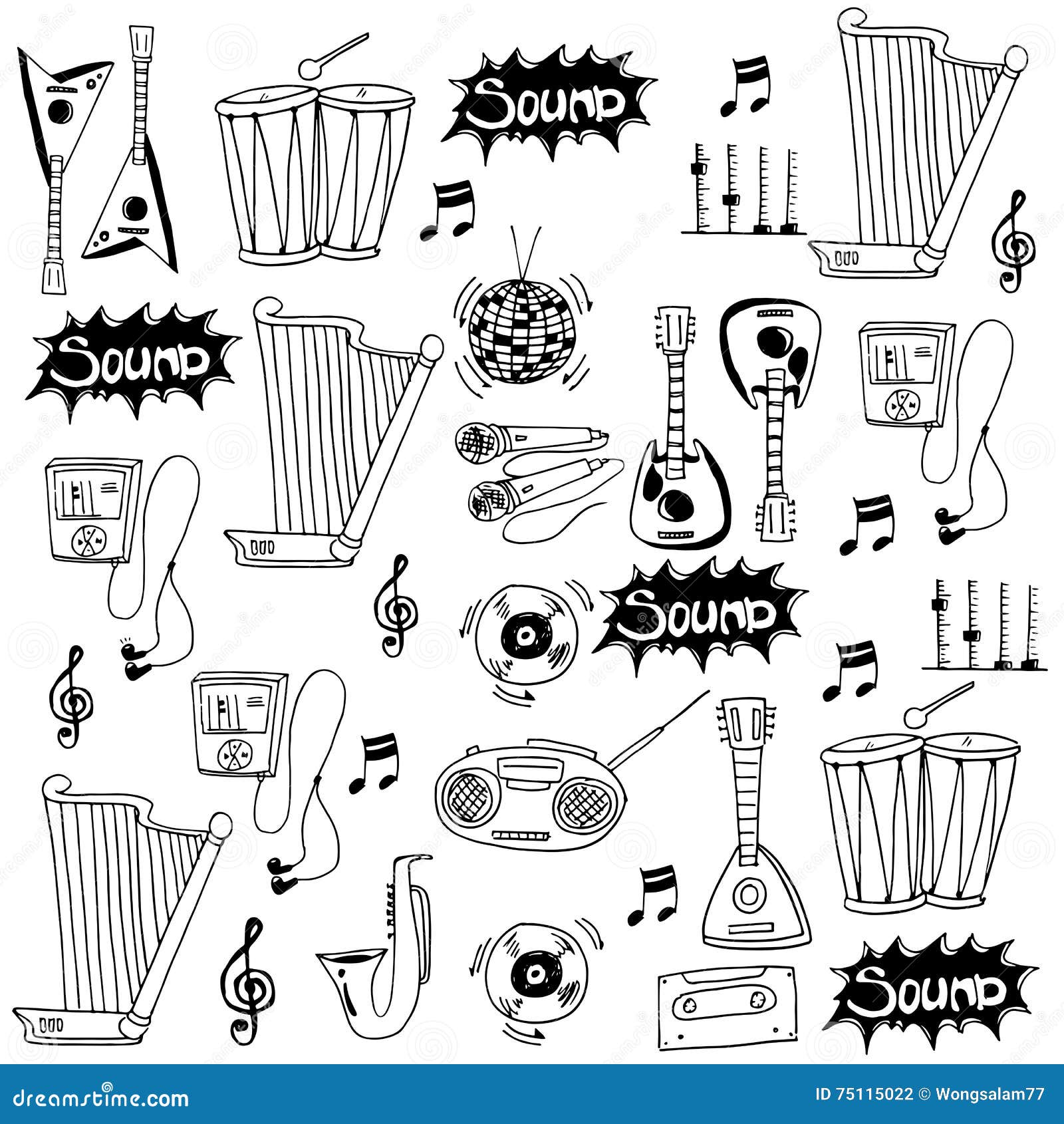 Doodle of Music Icon Set Stock Stock Vector - Illustration of cartoon ...