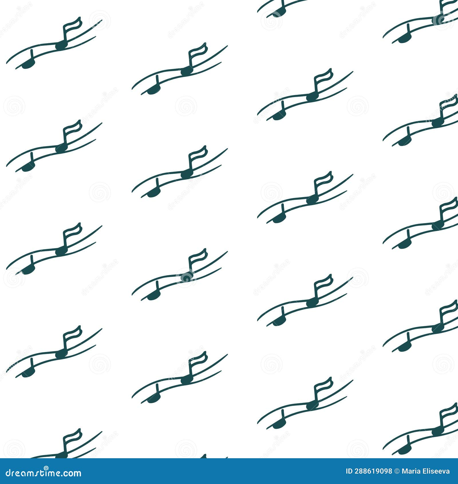 Doodle Music Note Pattern. Hand Drawn Cute Vector Background in Sketch ...