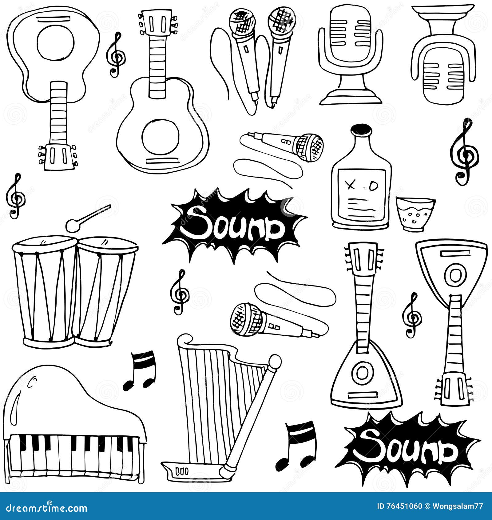 Doodle of Music Pack Hand Draw Stock Vector - Illustration of doodle ...