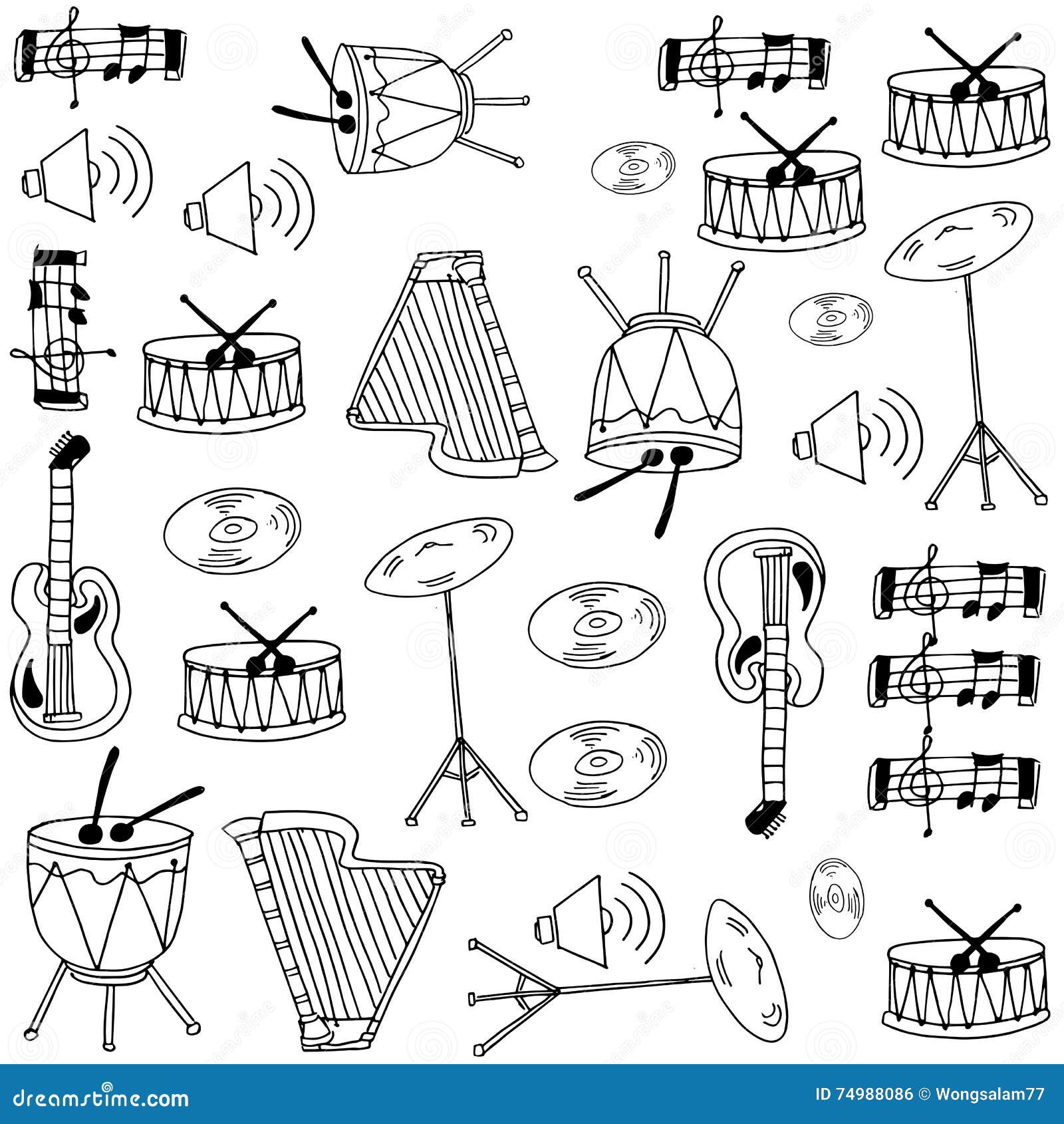 Doodle of Music Set with Hand Draw Stock Vector - Illustration of ...
