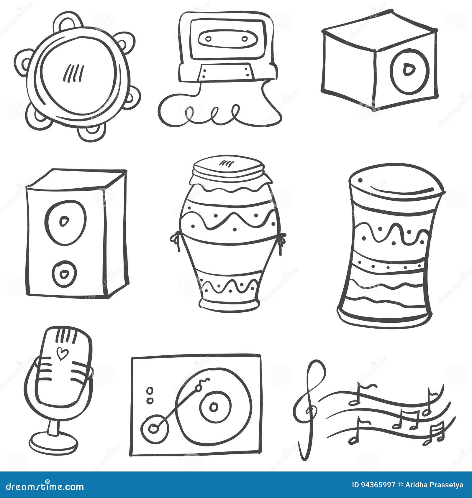 Doodle Music Tool Various Collection Stock Vector - Illustration of ...