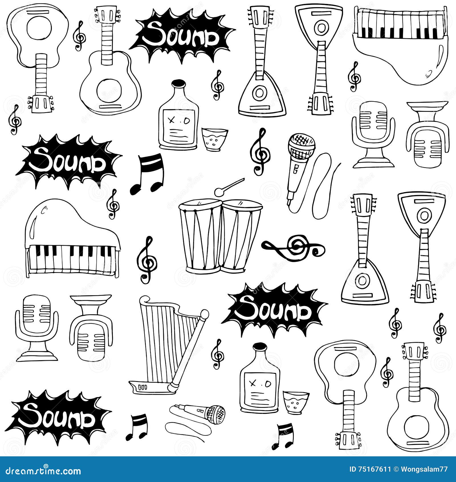 Doodle of Musical Instrument Vector Stock Vector - Illustration of ...