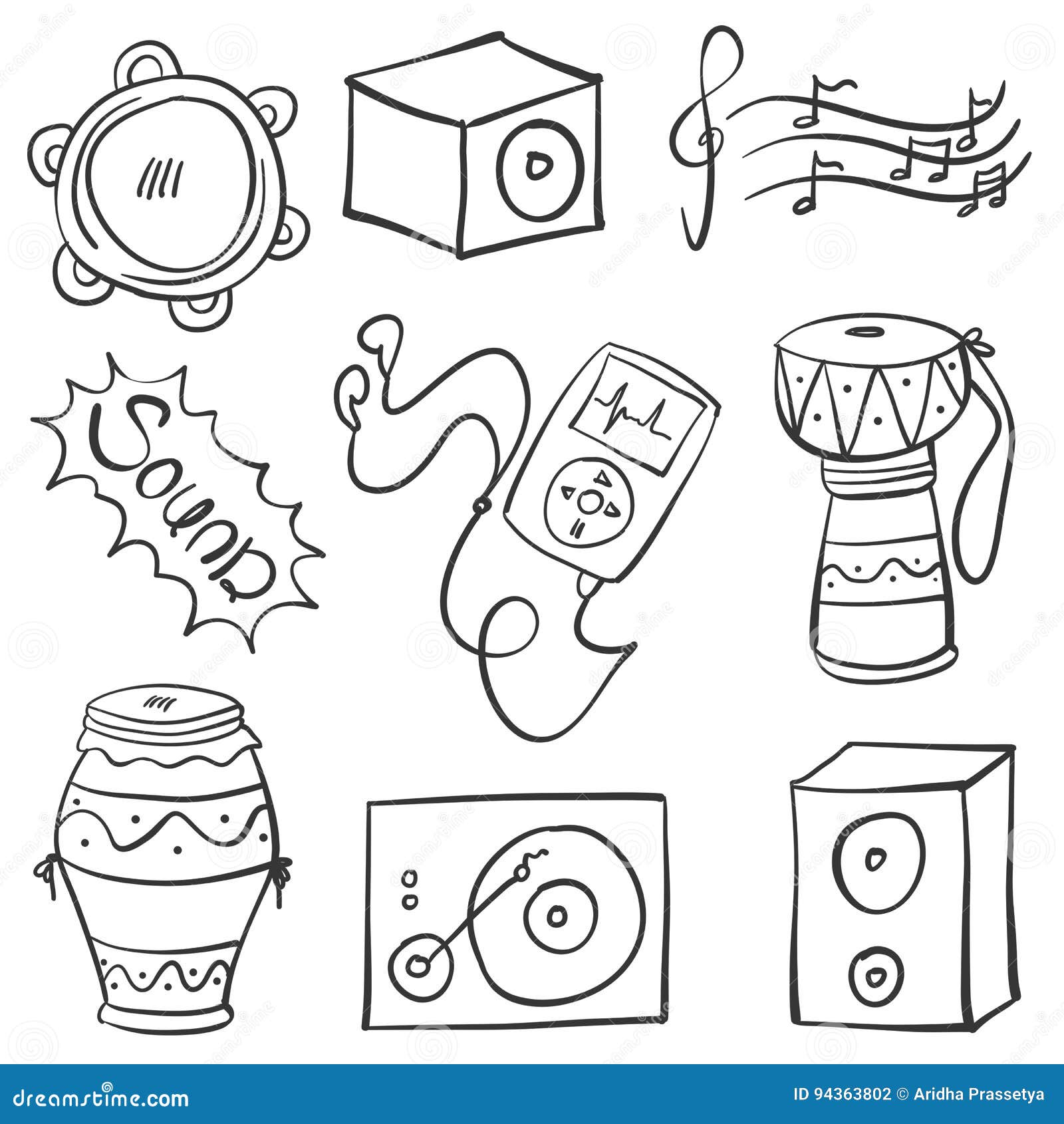 Doodle Musical Instrument Vector Illustration Stock Vector ...