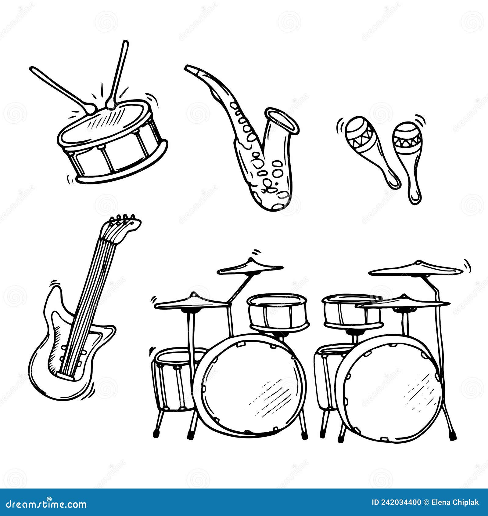 Doodle Musical Instruments. Music Vector Illustration Stock Vector ...