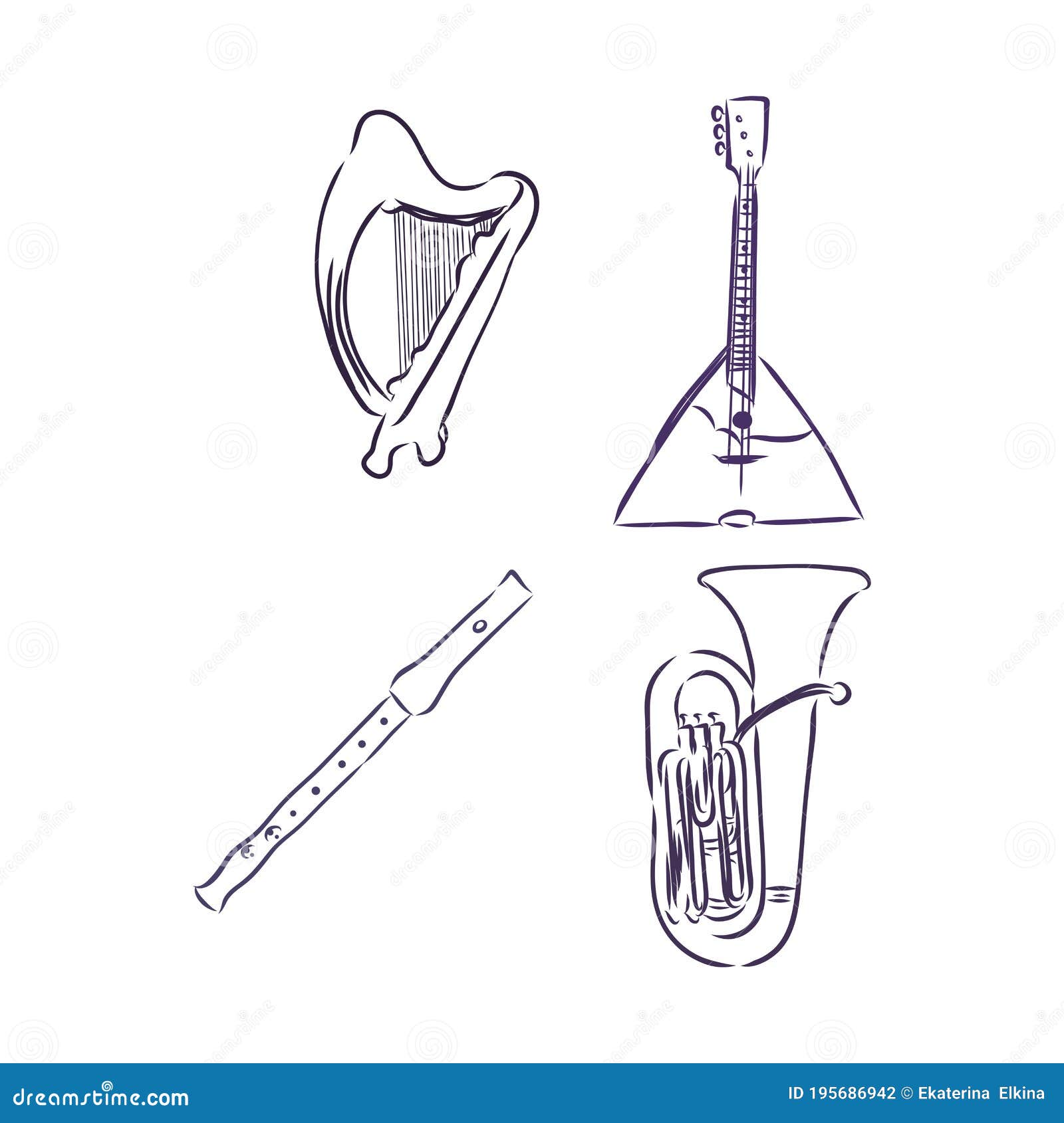 Doodle Musical Instruments Set, Vector, Set of Musical Instruments ...