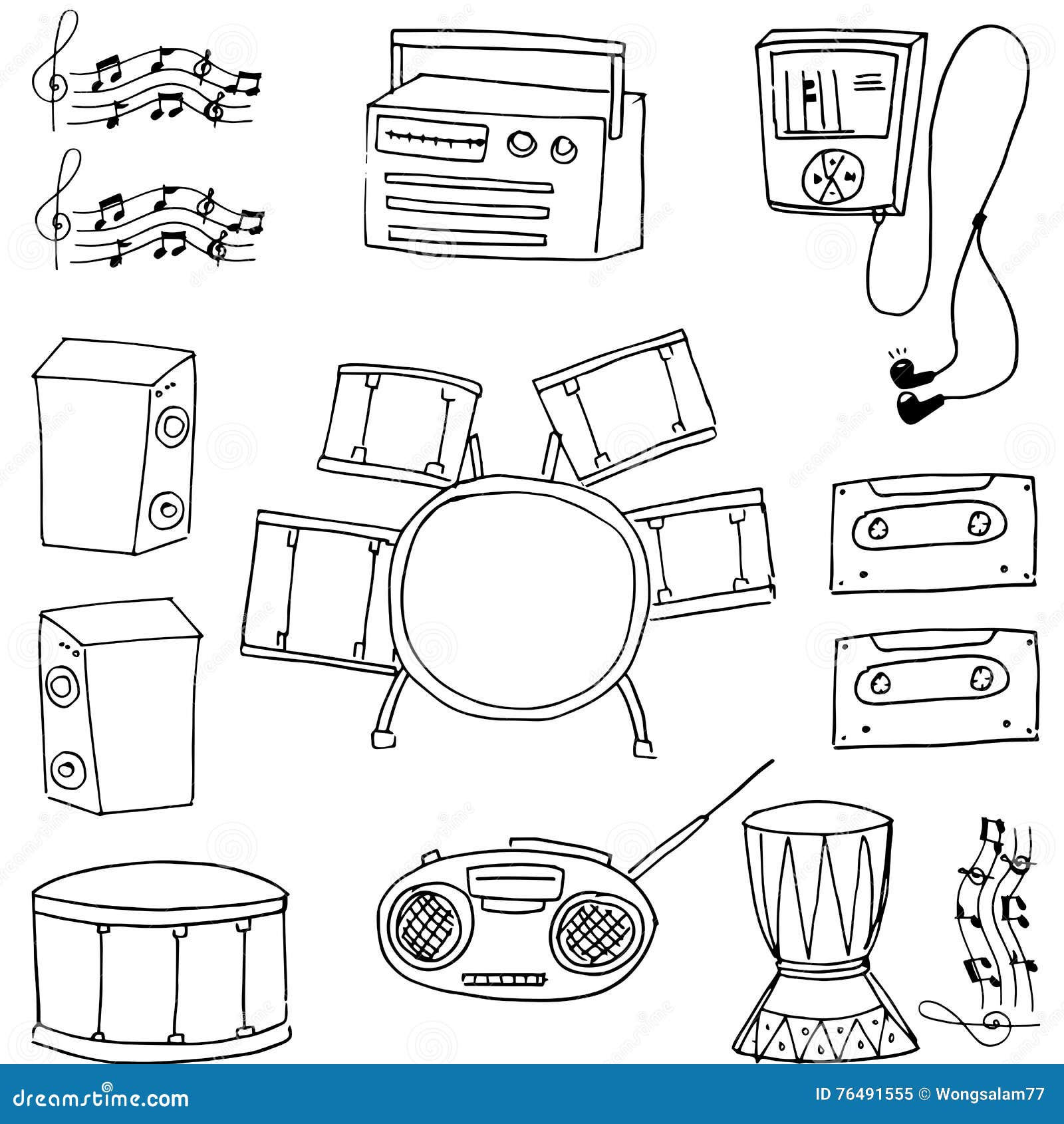 Doodle of Musical Tools Collection Stock Illustration - Illustration of ...
