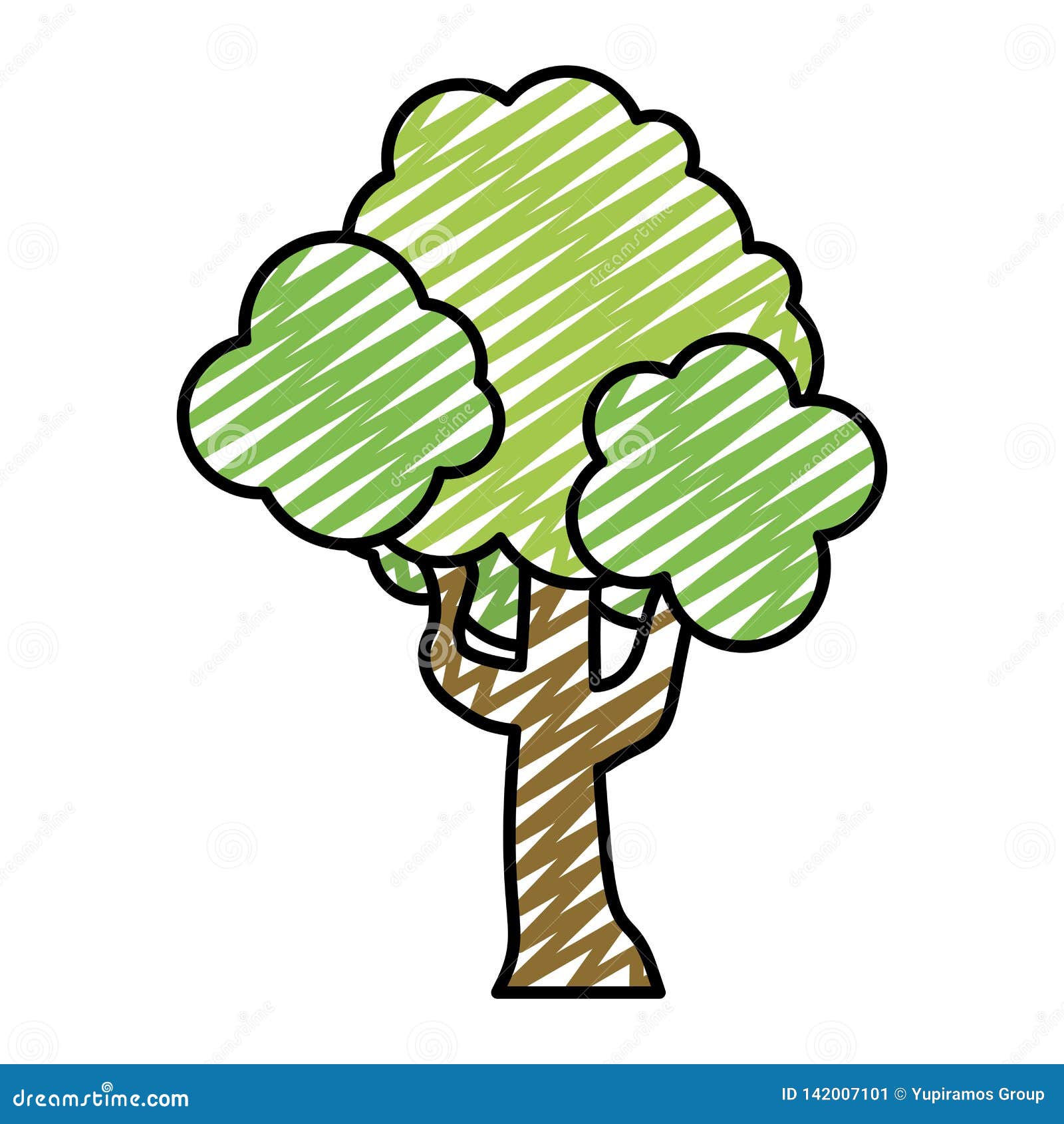 Doodle Nature Tree Stalk Branches Leaves Stock Vector - Illustration of ...