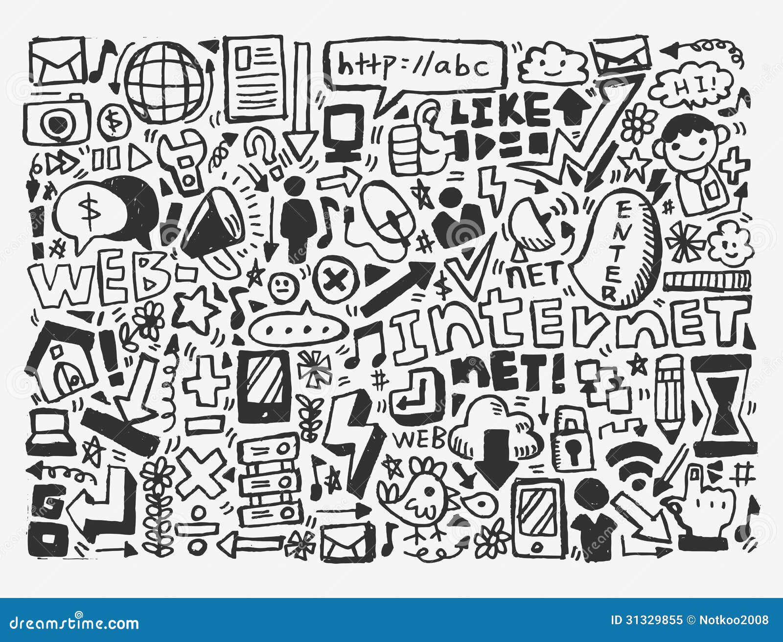 Doodle network element stock vector. Illustration of communications ...