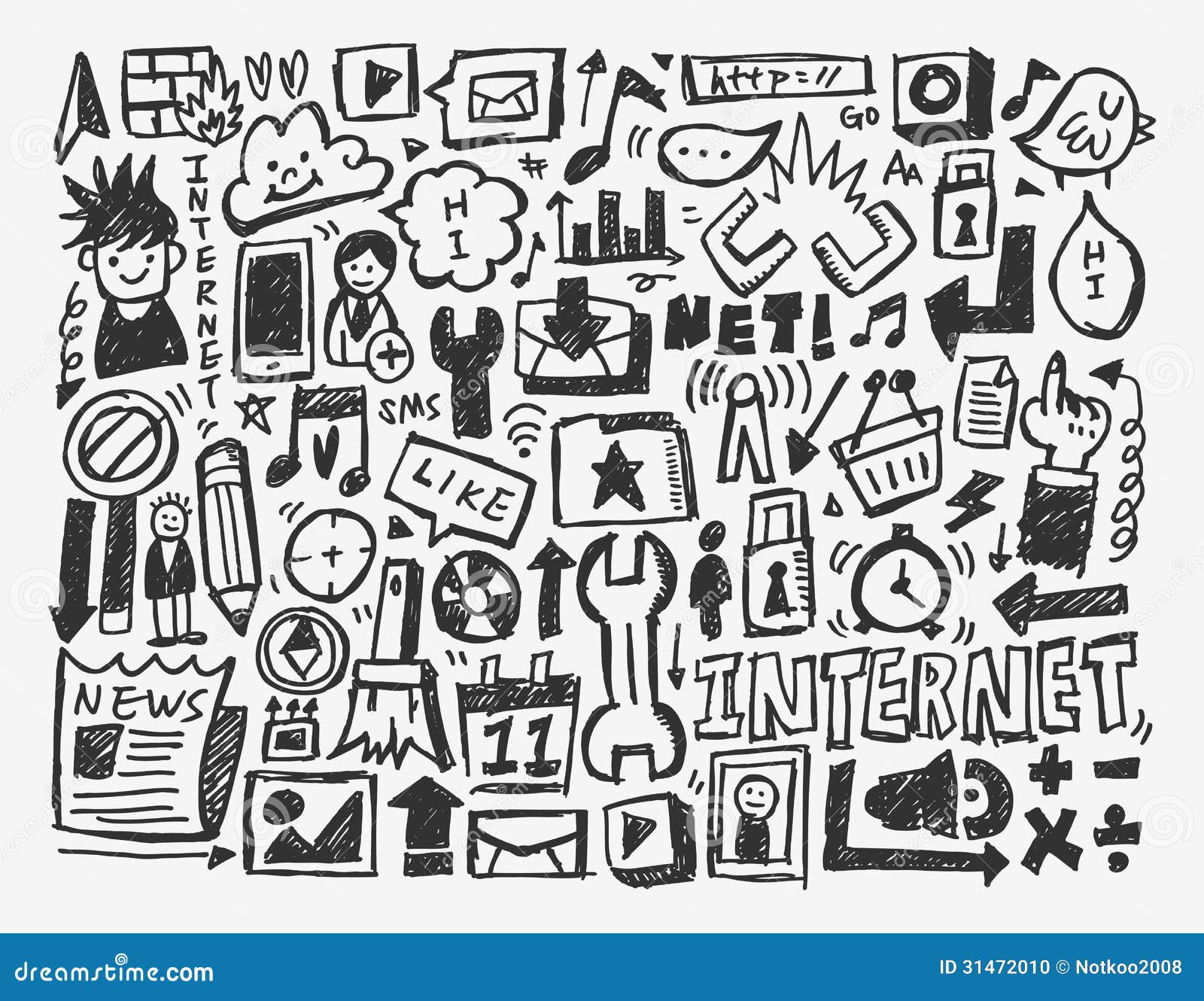 Doodle network element stock vector. Illustration of internet - 31472010