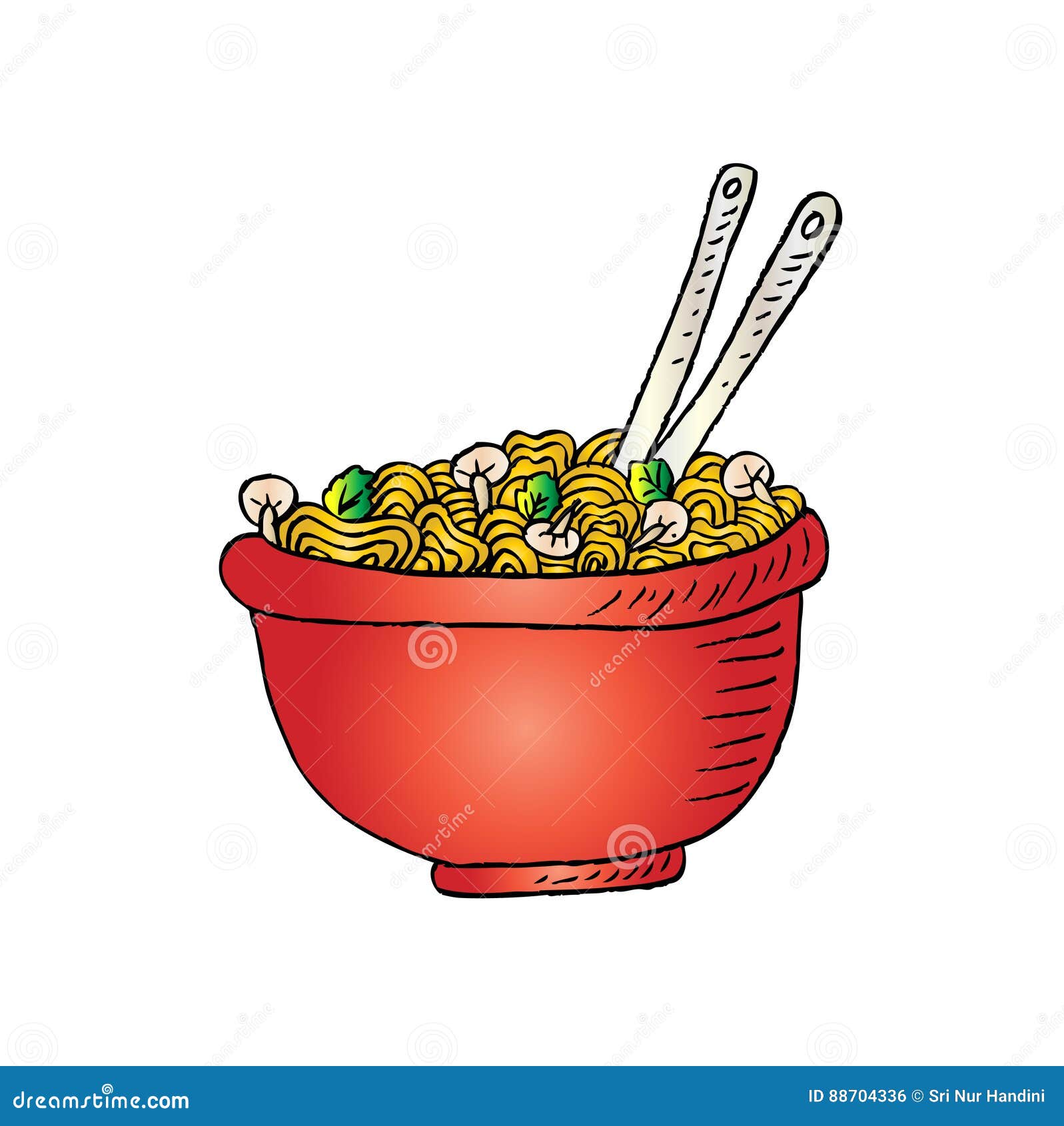 Doodle Noodle at bowl stock illustration. Illustration of cuisine ...