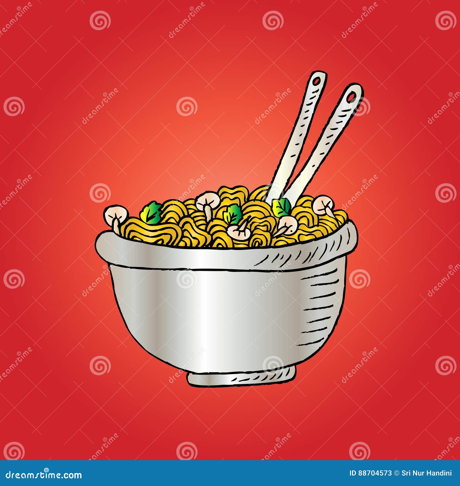 Doodle Noodle at bowl stock illustration. Illustration of appetizing ...