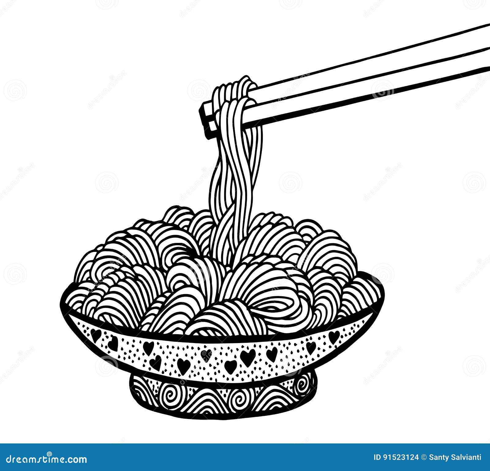Doodle noodle hand drawing stock vector. Illustration of design - 91523124