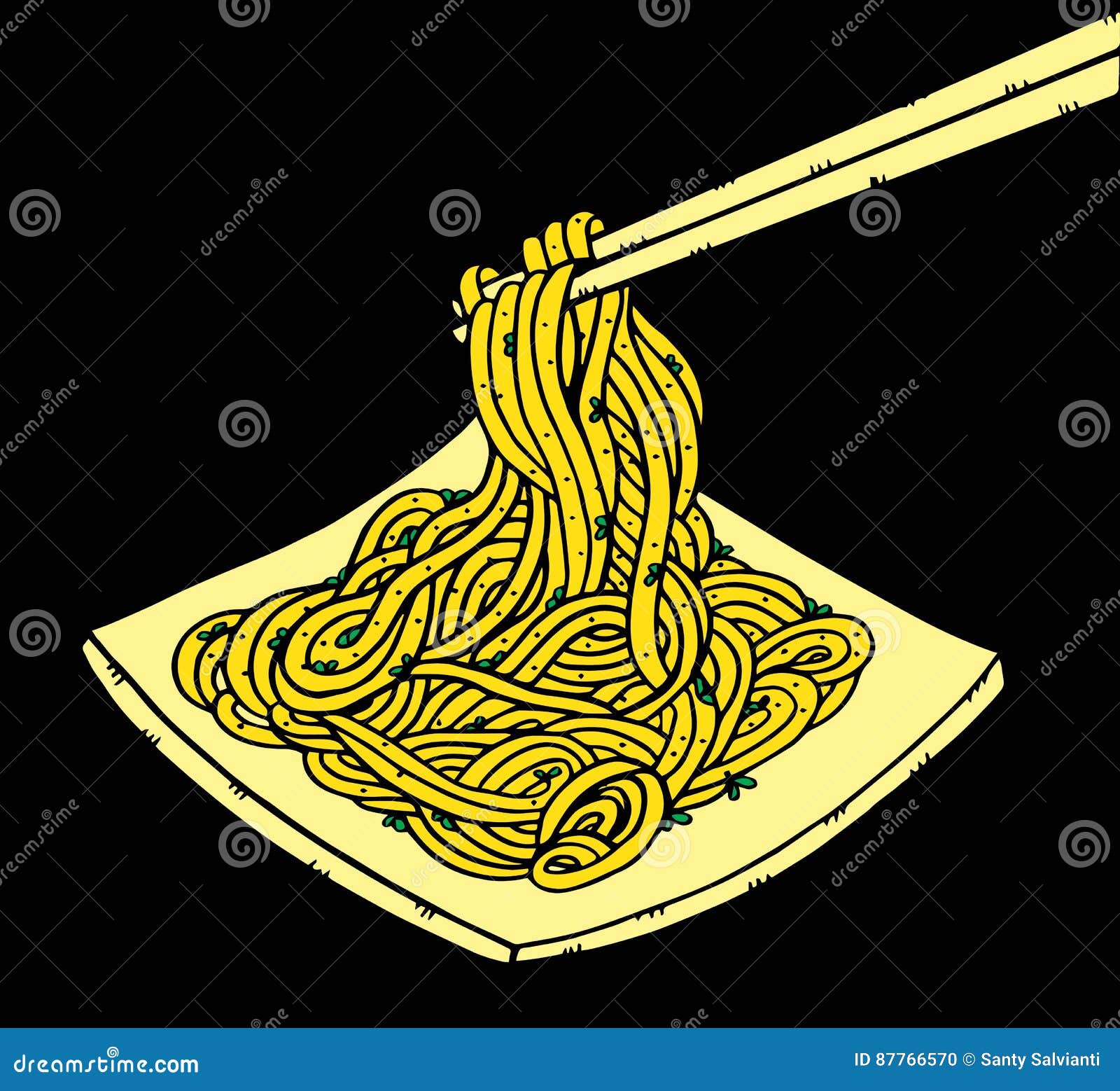 Doodle Noodle hand drawing stock vector. Illustration of noodle - 87766570