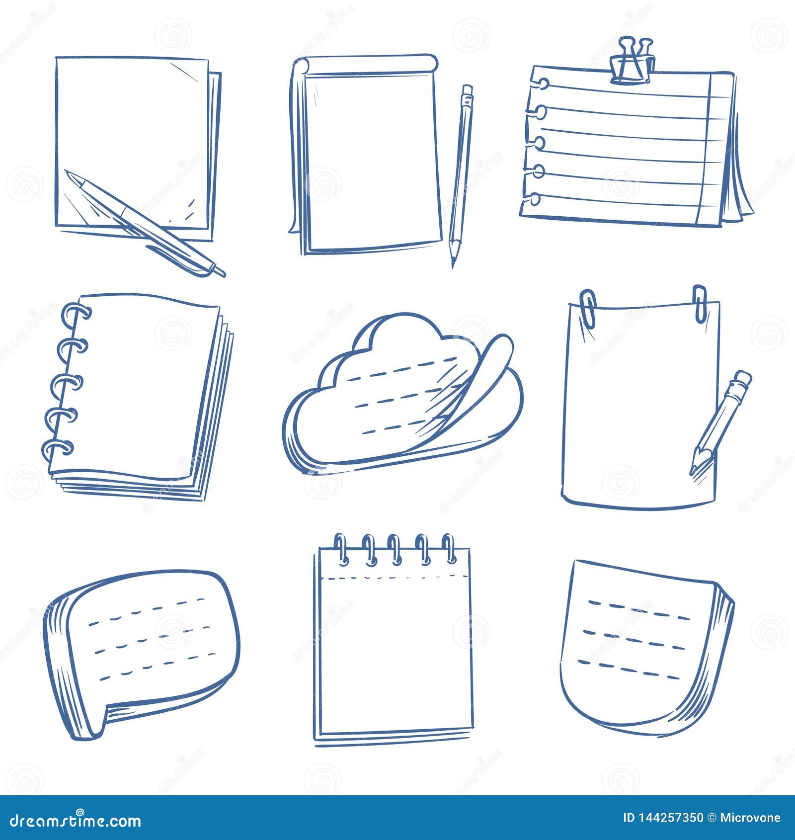Doodle Note. Sketch Notebook, Memo Paper, Various Document Stock Vector ...