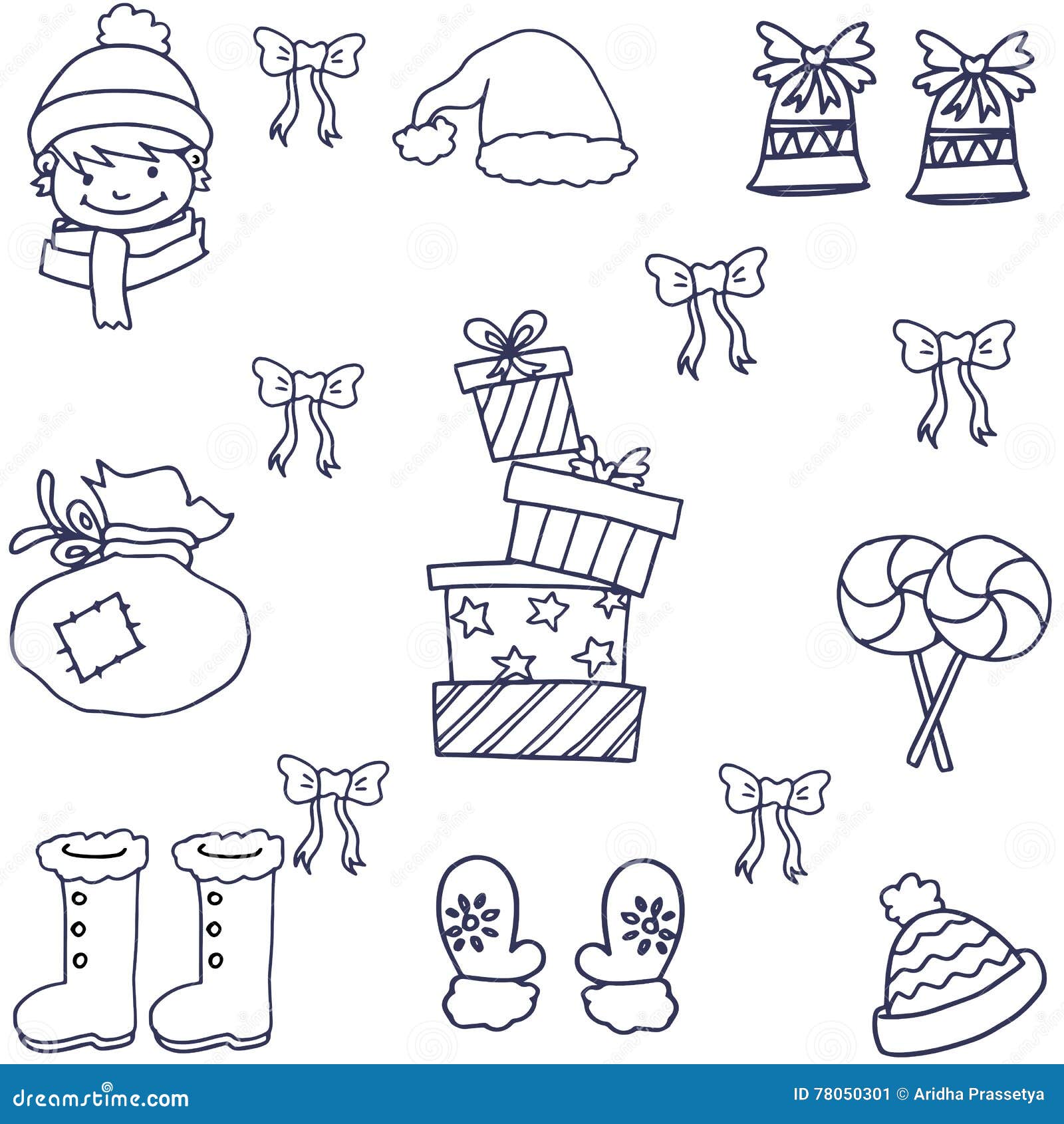 Doodle of Object Christmas Hand Draw Stock Vector - Illustration of ...