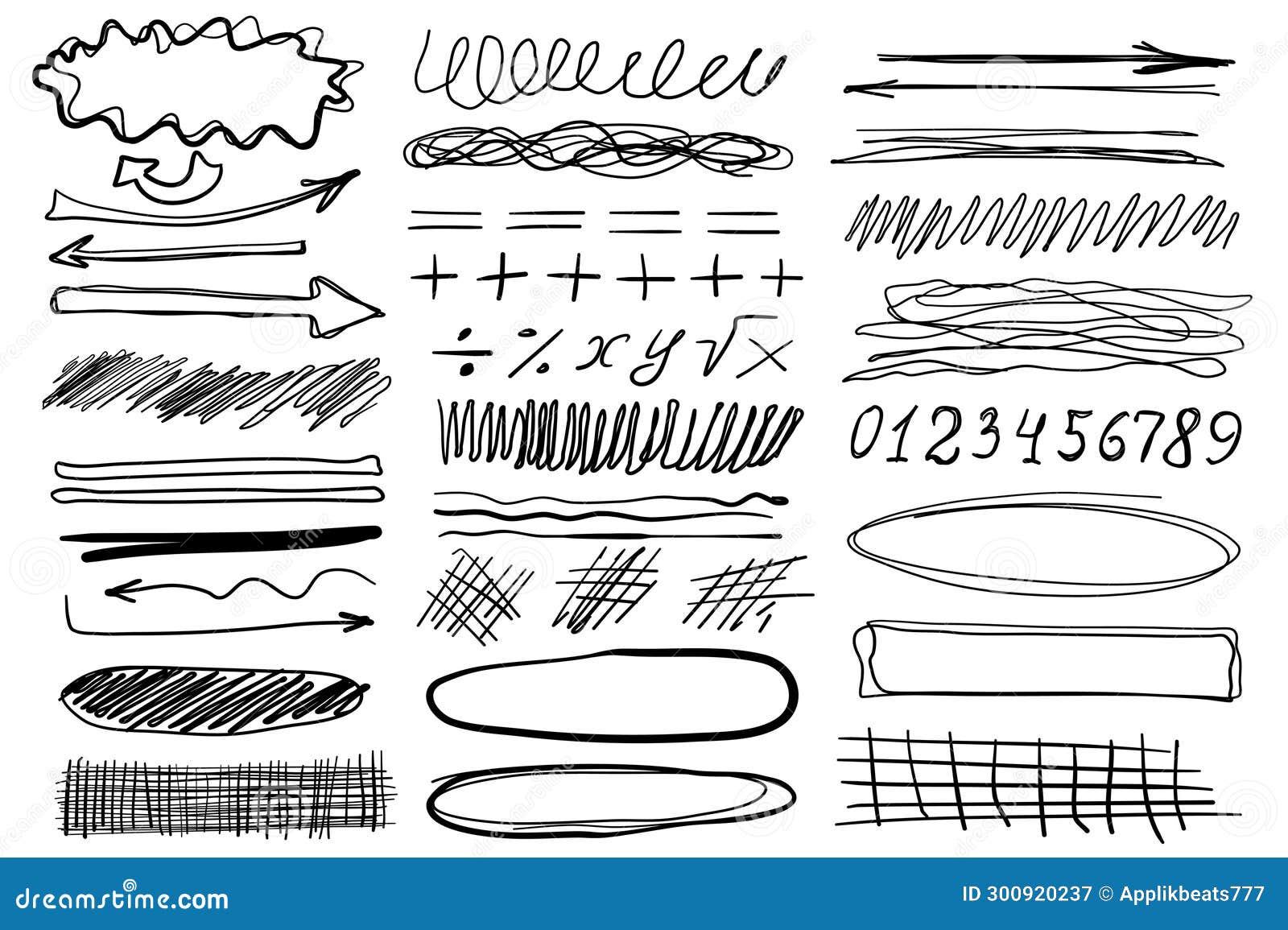 Doodle Objects Mega Set in Flat Cartoon Design. Bundle of Ink Line ...