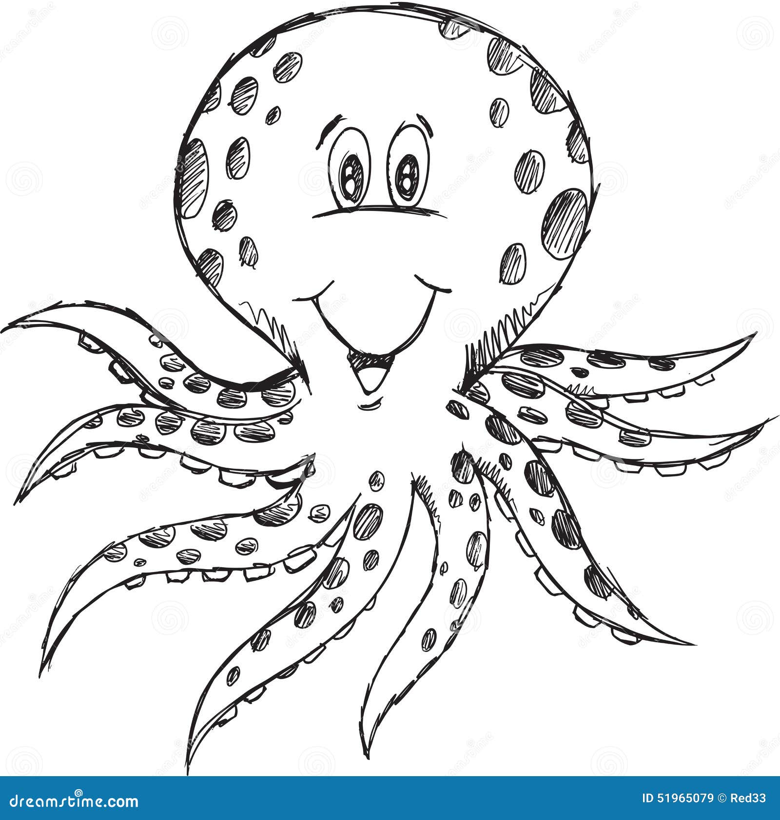 Doodle Octopus Vector stock vector. Illustration of drawing - 51965079