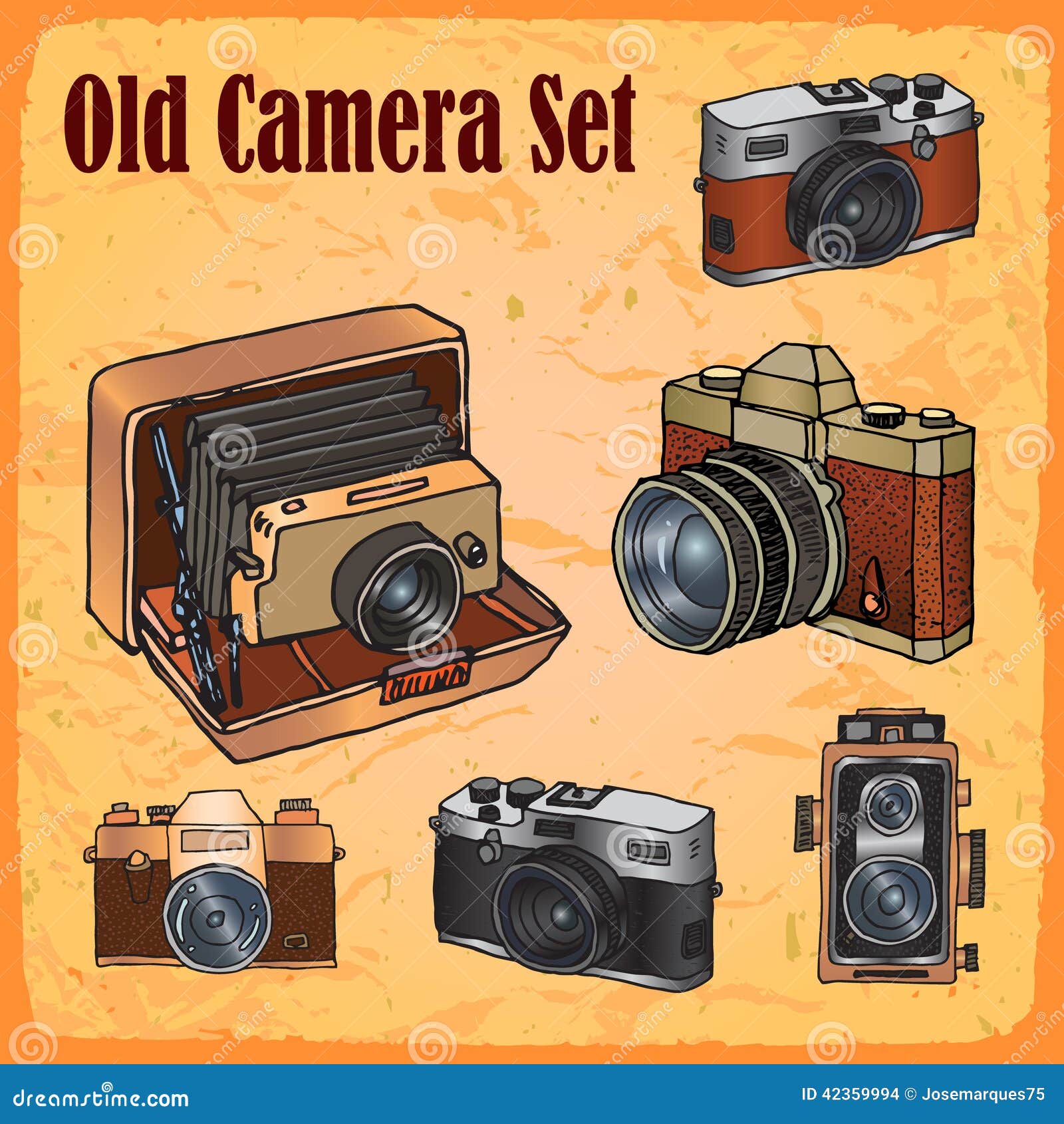 Doodle old style cameras stock vector. Illustration of element - 42359994