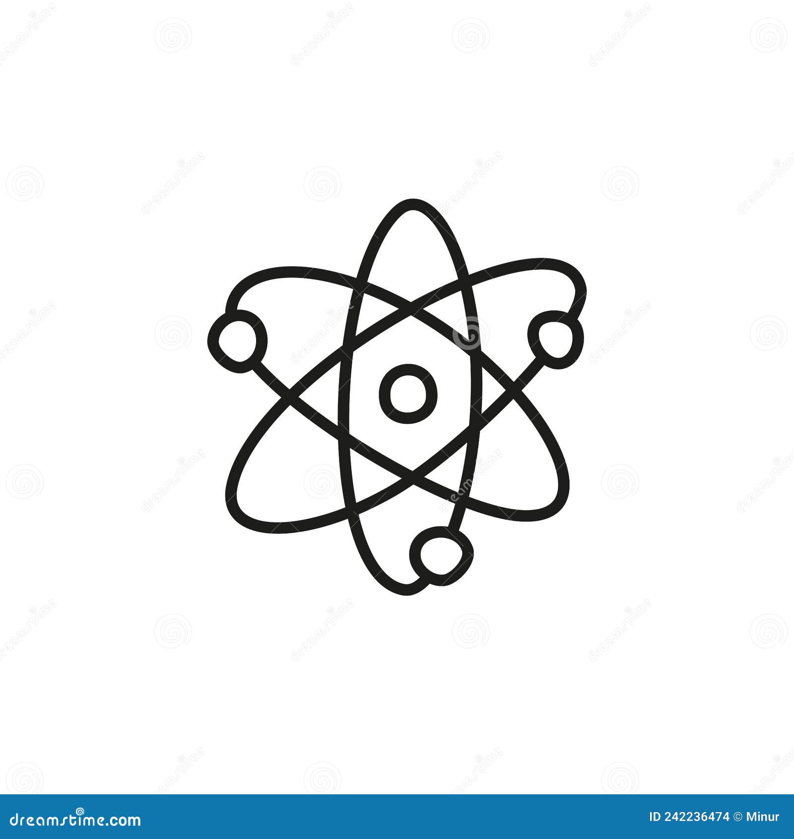 Doodle Outline Atom Model Icon. Stock Vector - Illustration of ...