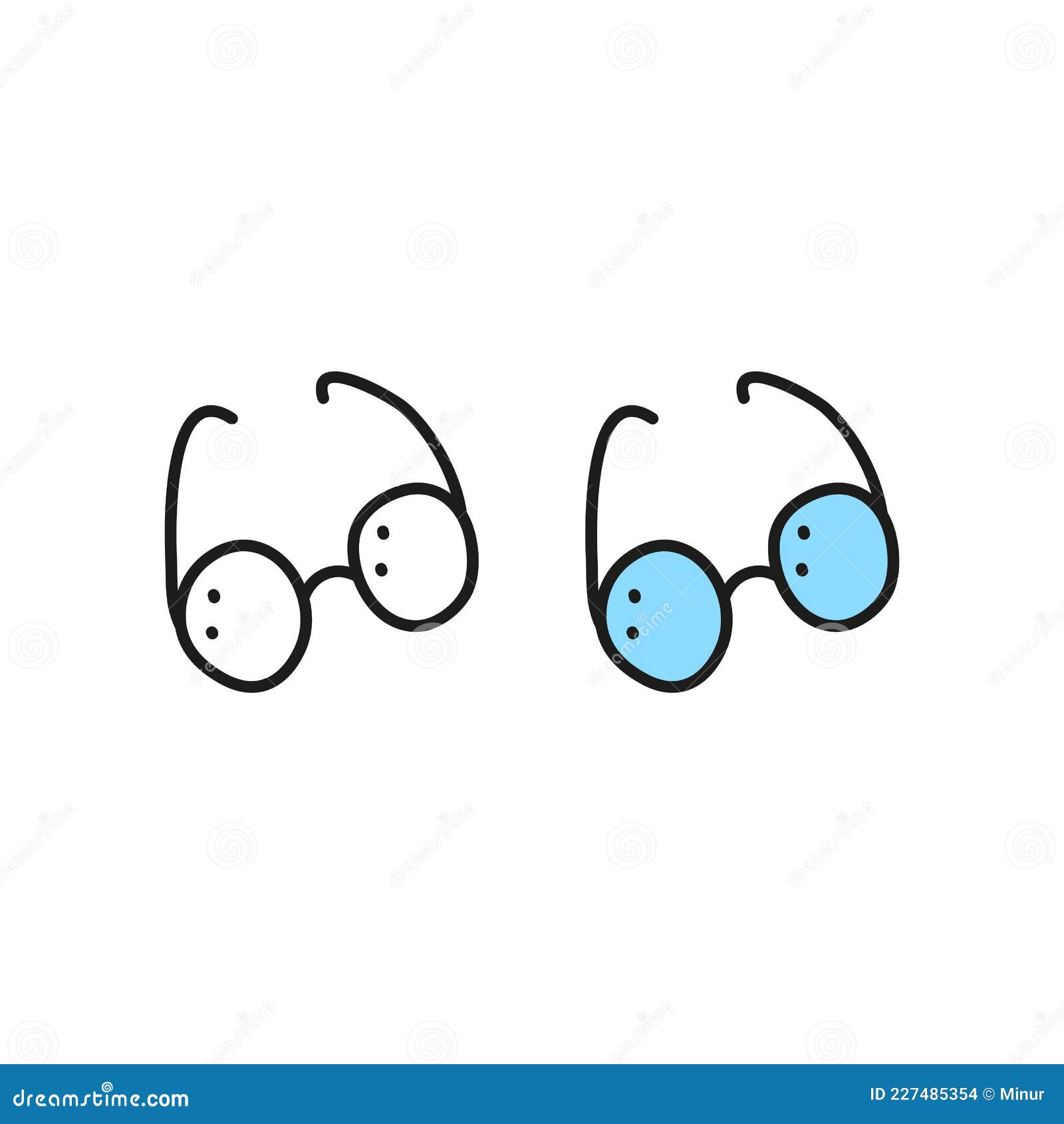 Doodle Outline and Colored Eyeglasses. Stock Vector - Illustration of ...