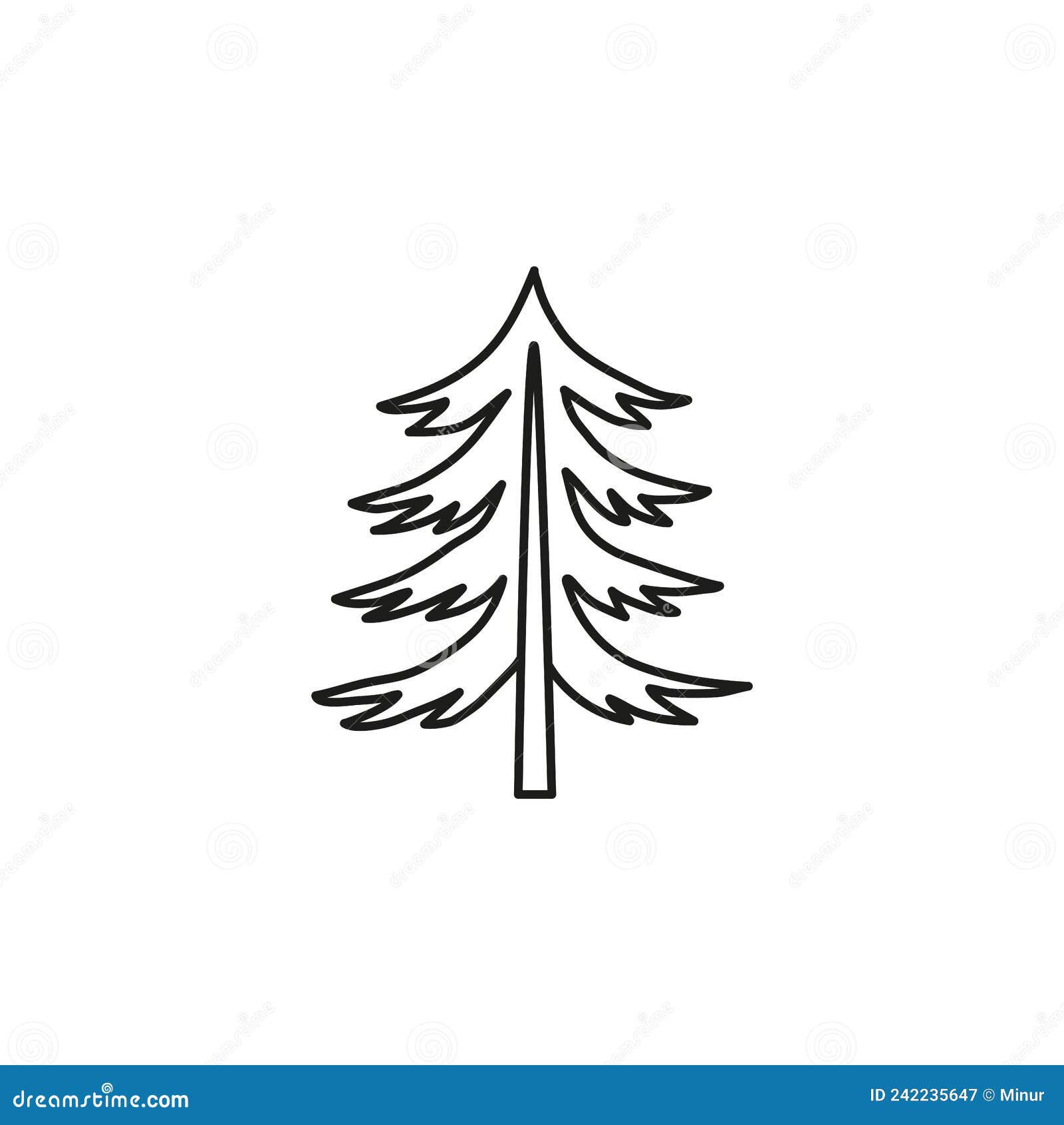 Outline Two Pine Tree Forest Camping Icon Vector Illustration ...