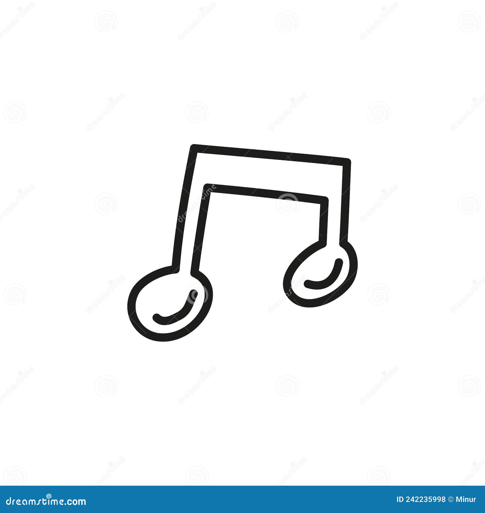 Doodle Outline Quaver Note Icon. Stock Vector - Illustration of quaver ...