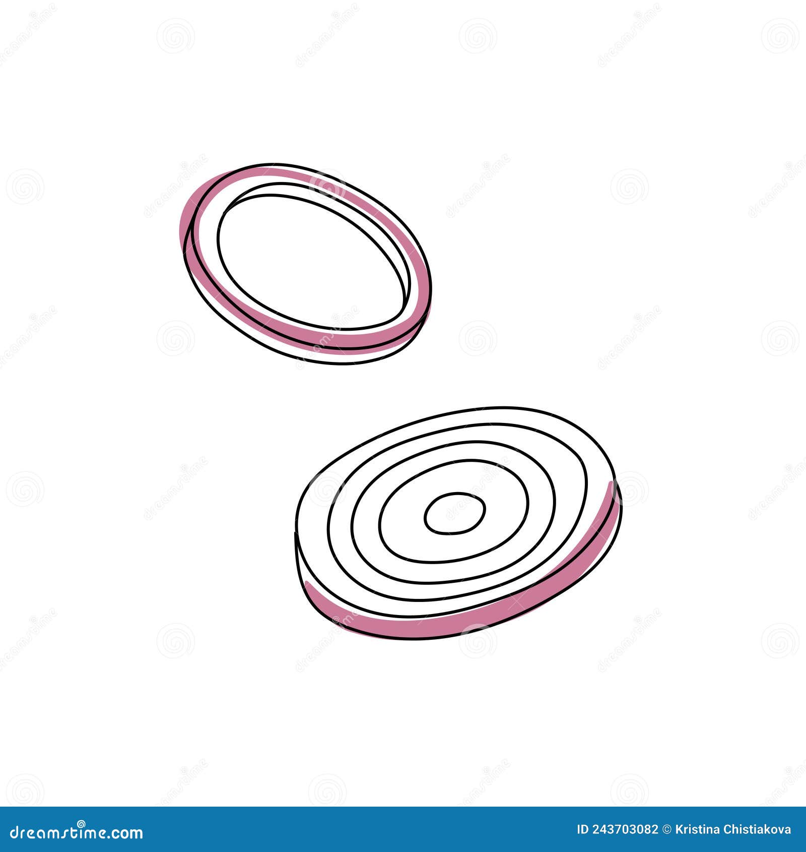 Doodle Outline Slice Onion with Spot. Vector Illustration for Packing ...