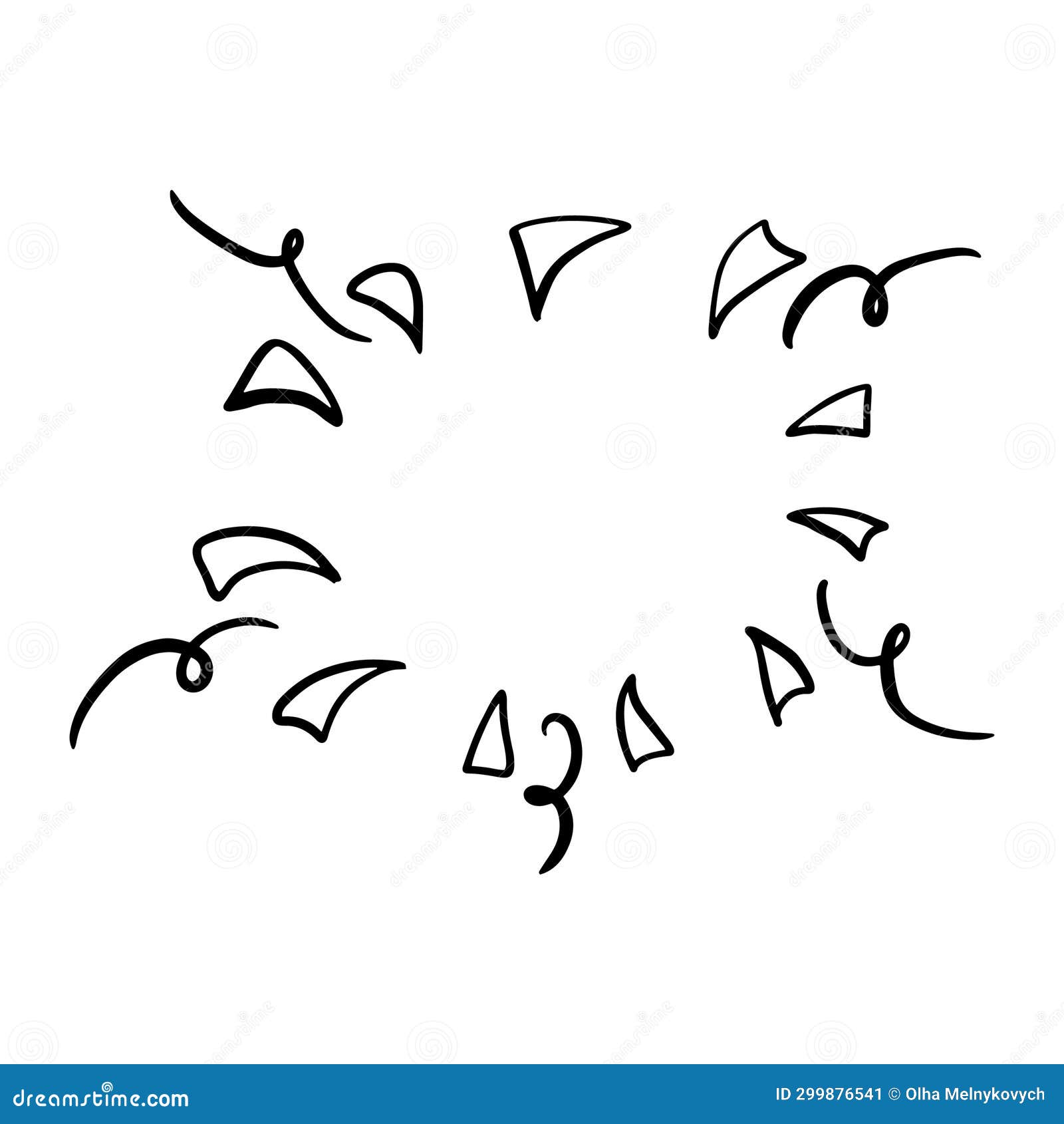 Doodle Party Popper Confetti Outline Illustration. Scribble Confetti ...