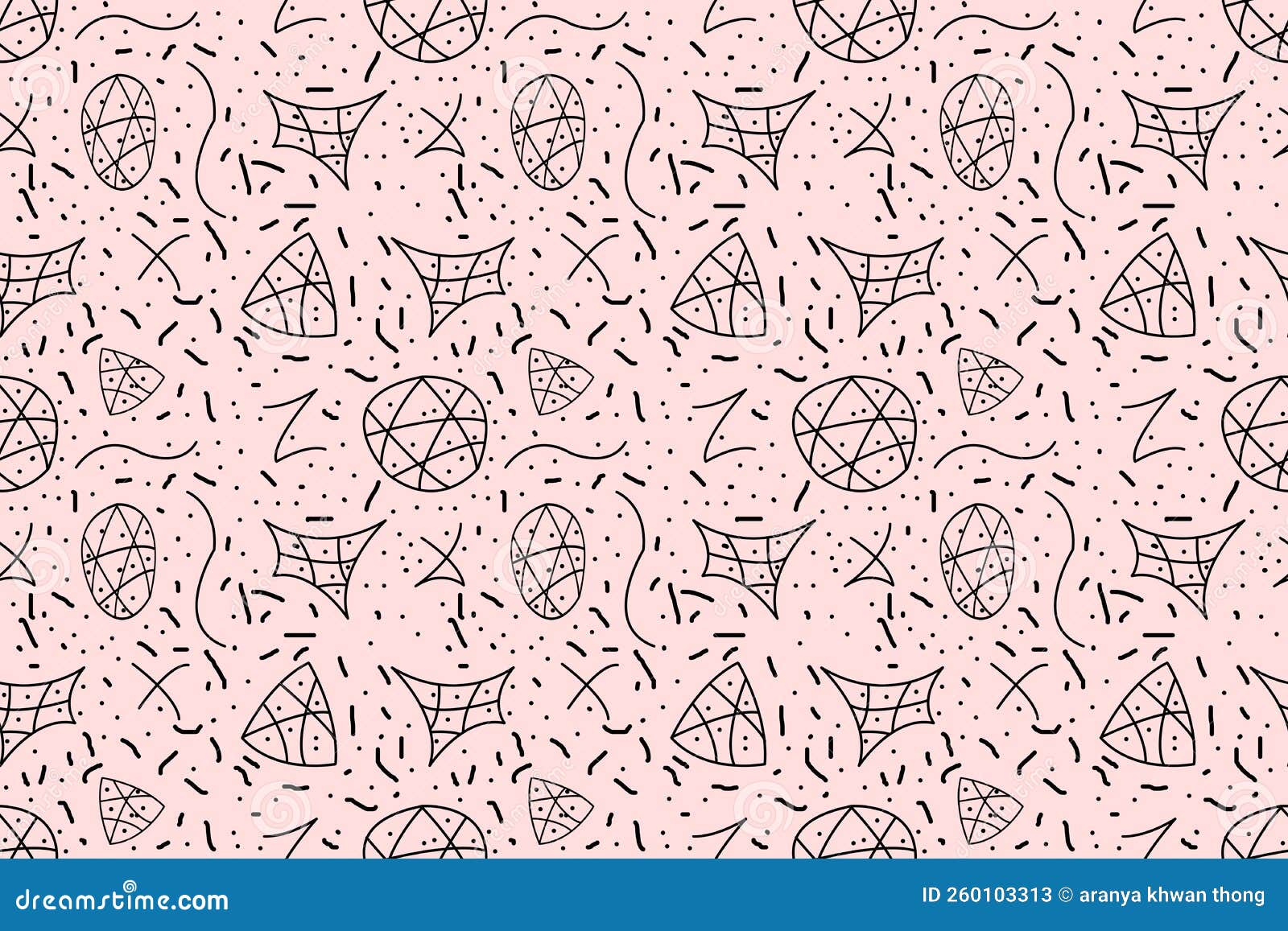 Doodle Pattern,black Doodle Abstract Seamless Pattern on Light Pink ...
