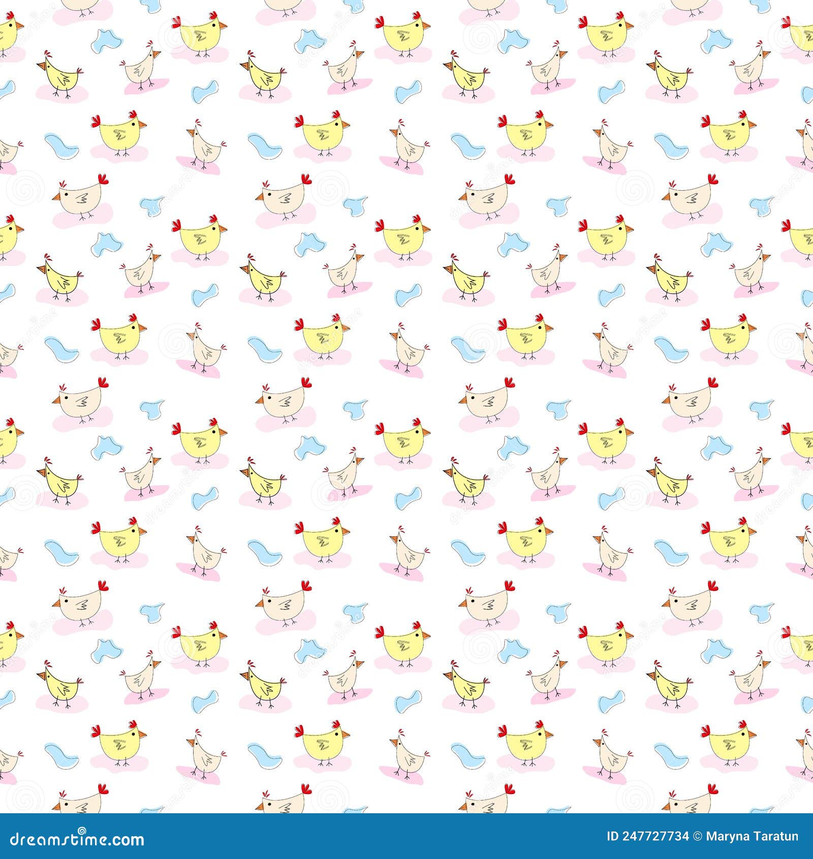 Doodle Pattern, Chicken Doodle. Simple Vector Illustration of Chicken ...