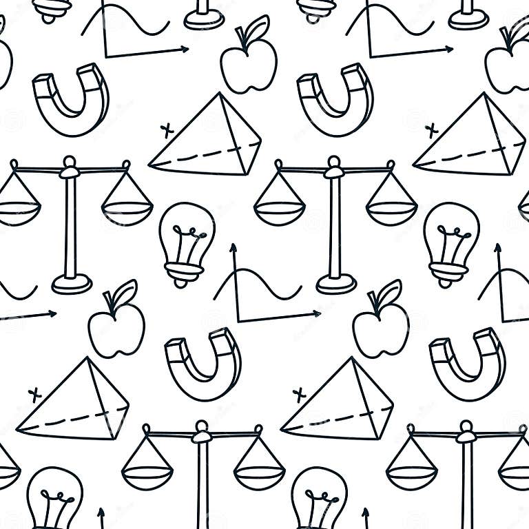 The Doodle Pattern is the Science of Physics. Texture for Physics. Back ...