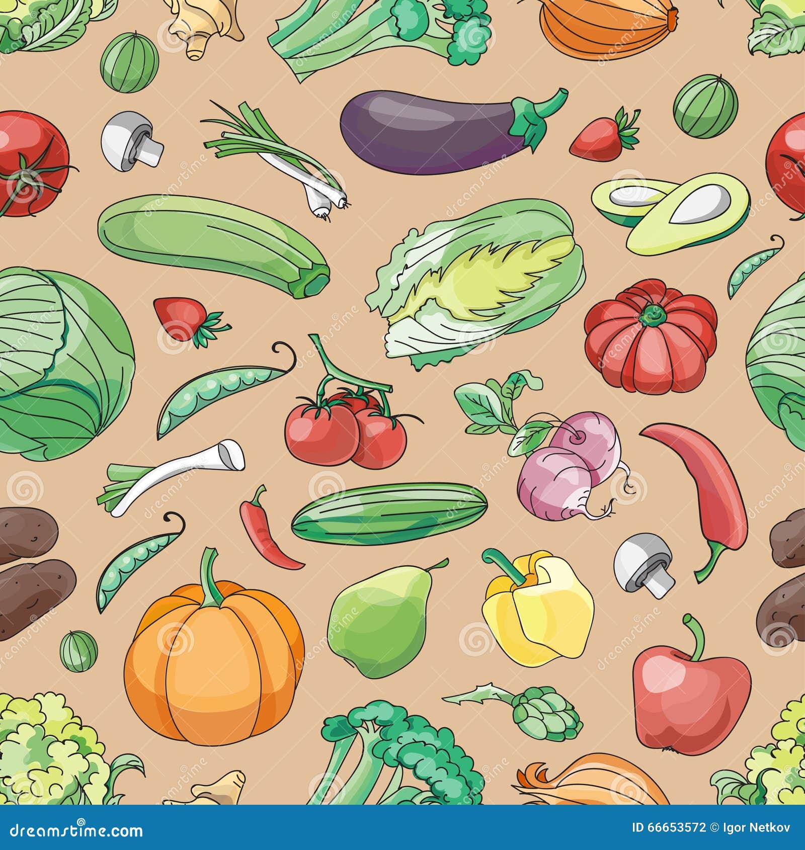 Doodle Pattern of Vegetables Stock Vector - Illustration of nutrition ...